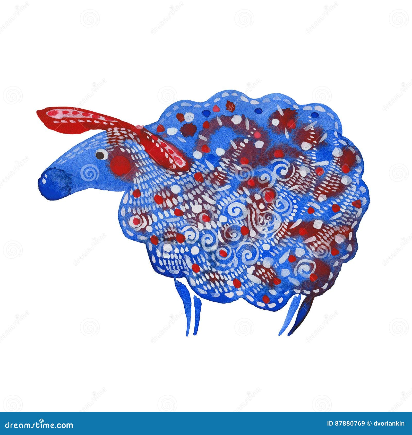 Watercolor blue lamb stock illustration. Illustration of wool - 87880769