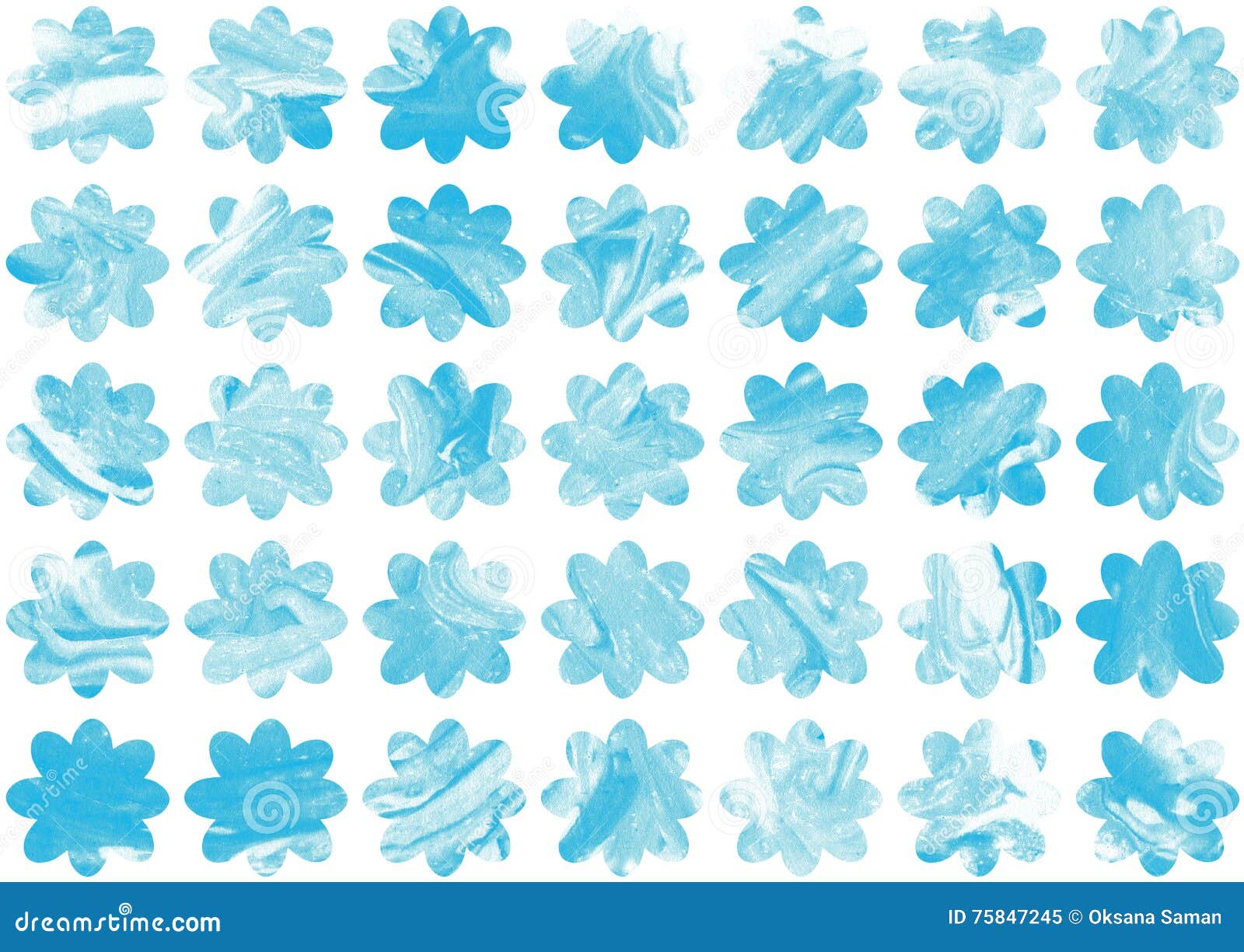 Watercolor Blue Marble Flowers. Stock Illustration - Illustration of ...