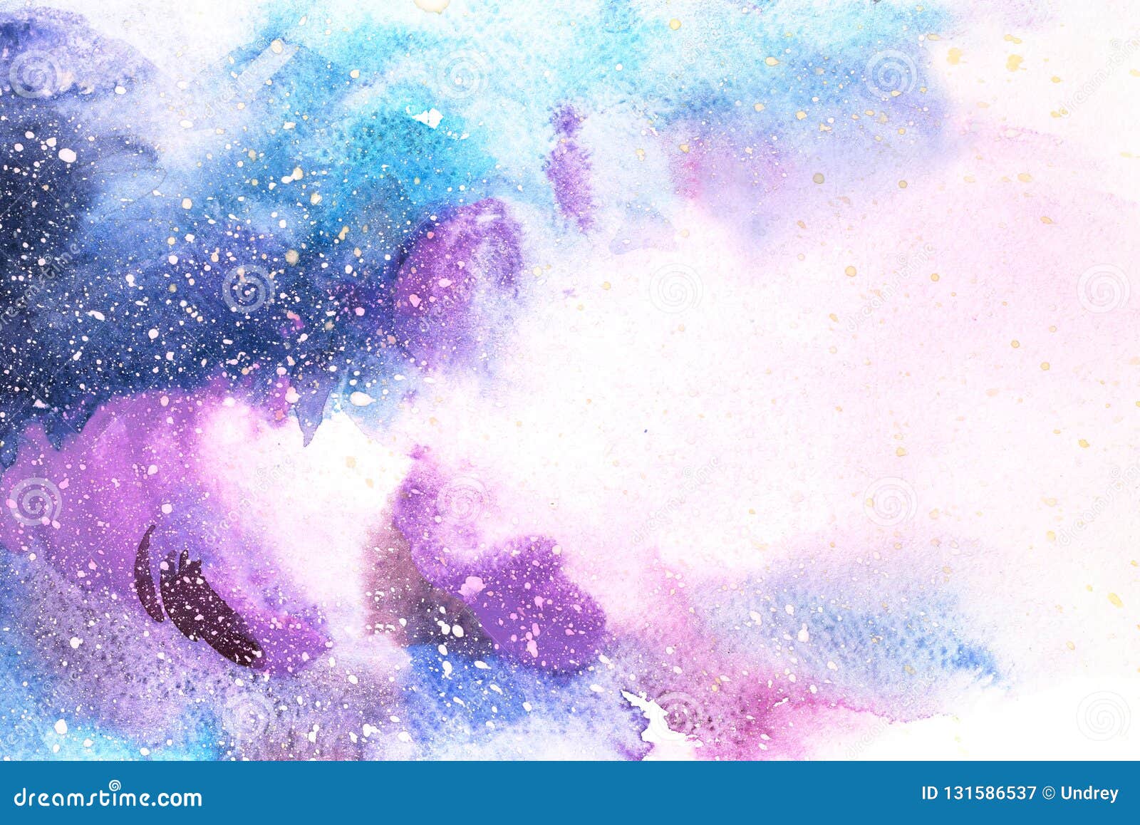 Watercolor Blue Pink Purple Stain Drips Blobs Abstract Watercolour