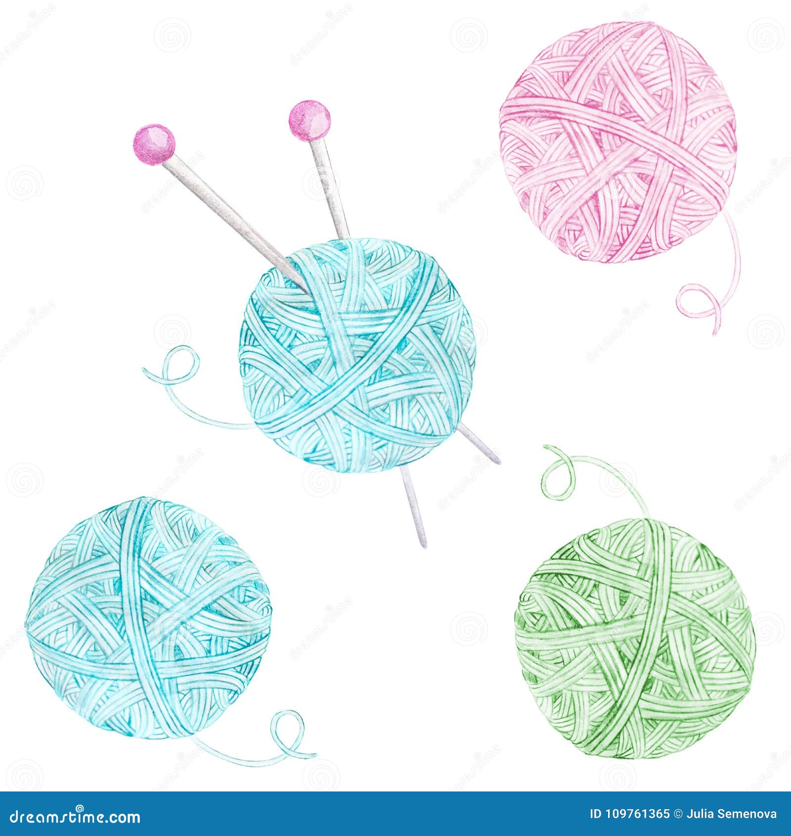 Watercolor Blue And Pink Yarn Royalty-Free Stock Photography ...