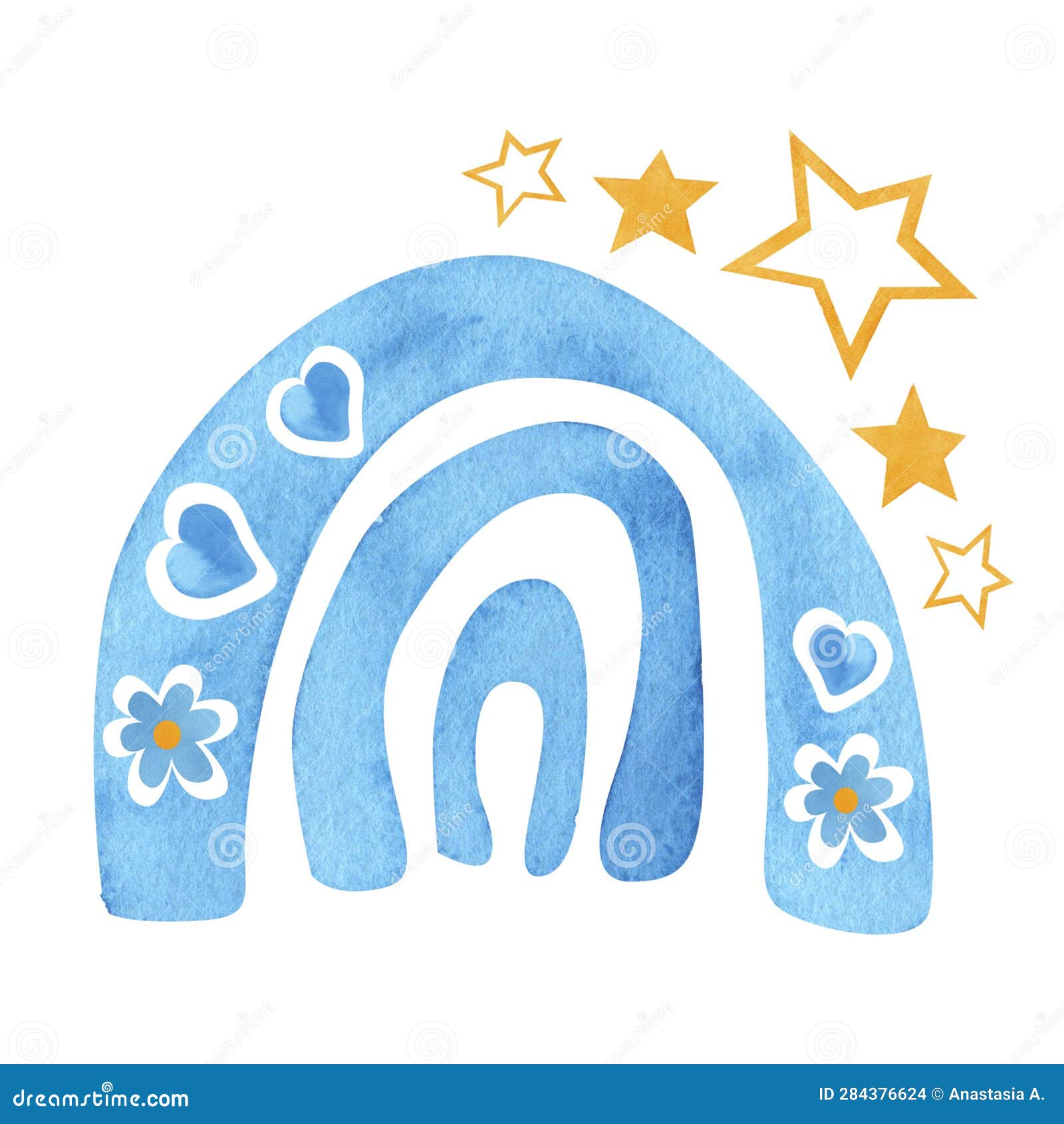 Watercolor Blue Rainbow Nursery Illustration Stock Photo - Image of ...