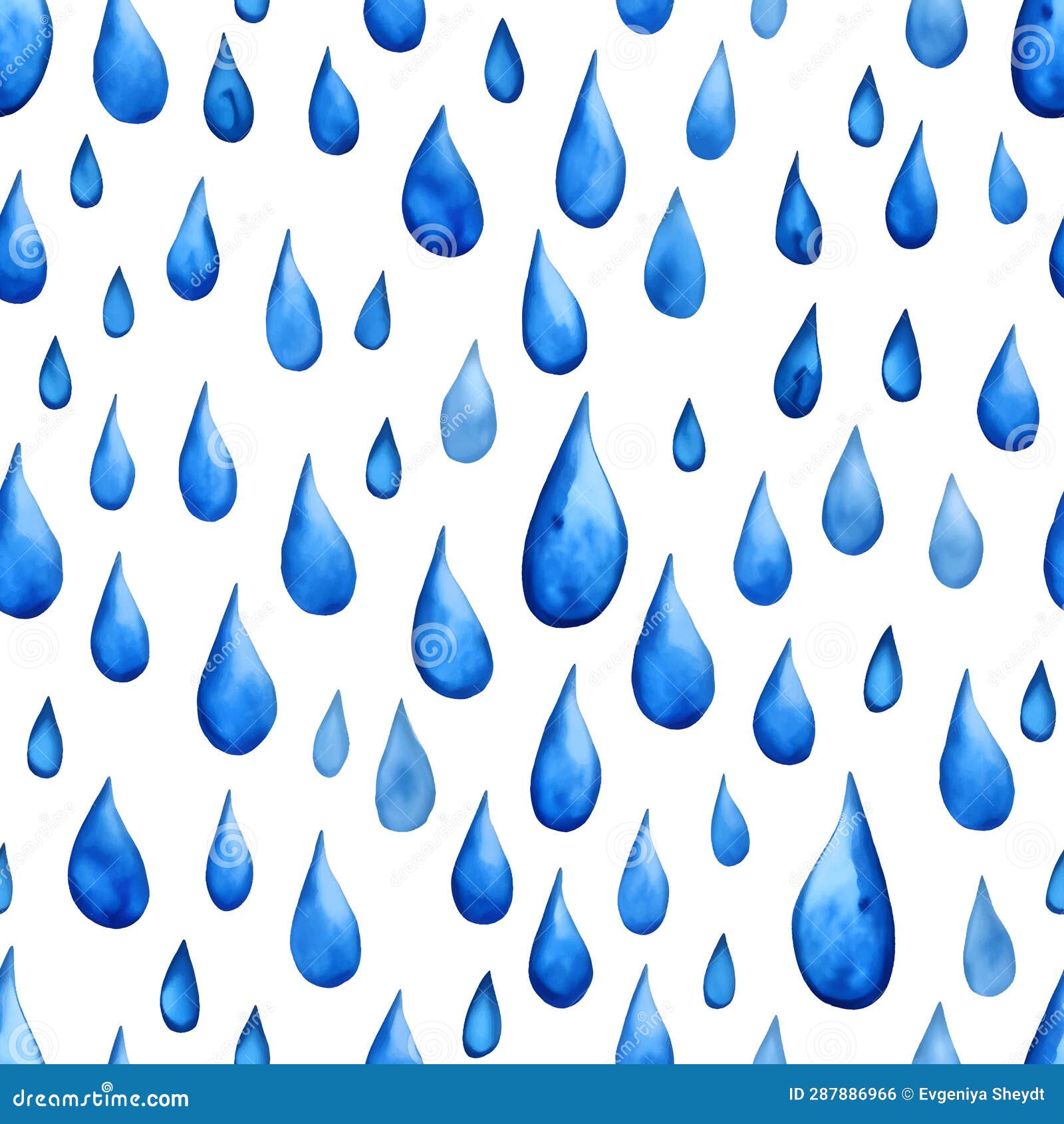 Watercolor Blue Raindrop Seamless Pattern Stock Illustration ...