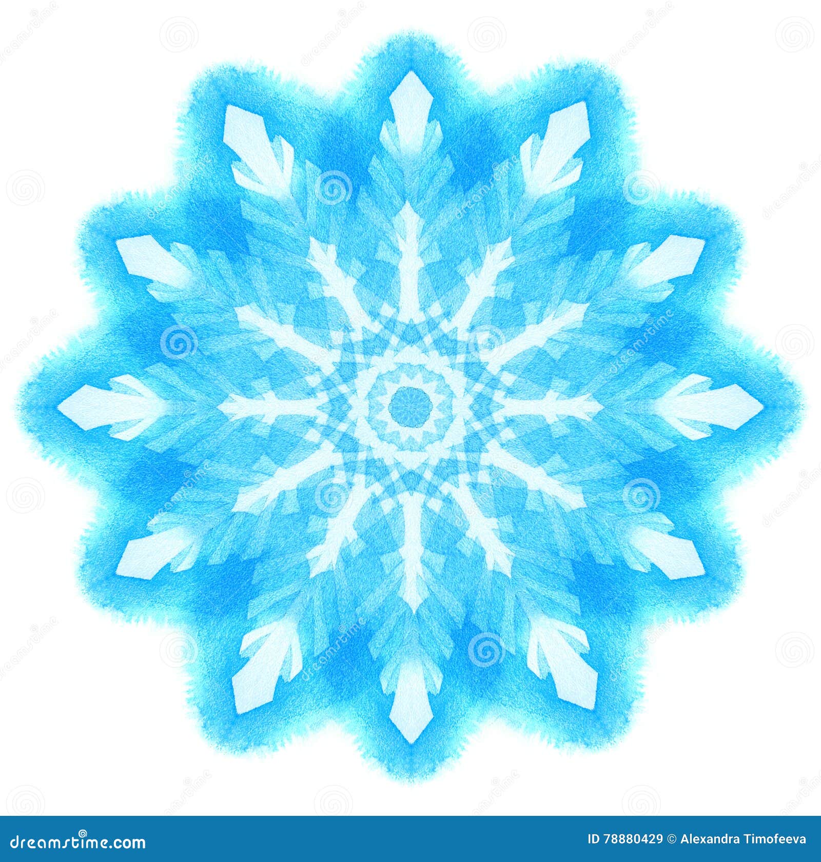 Watercolor blue snowflake stock illustration. Illustration of decor ...
