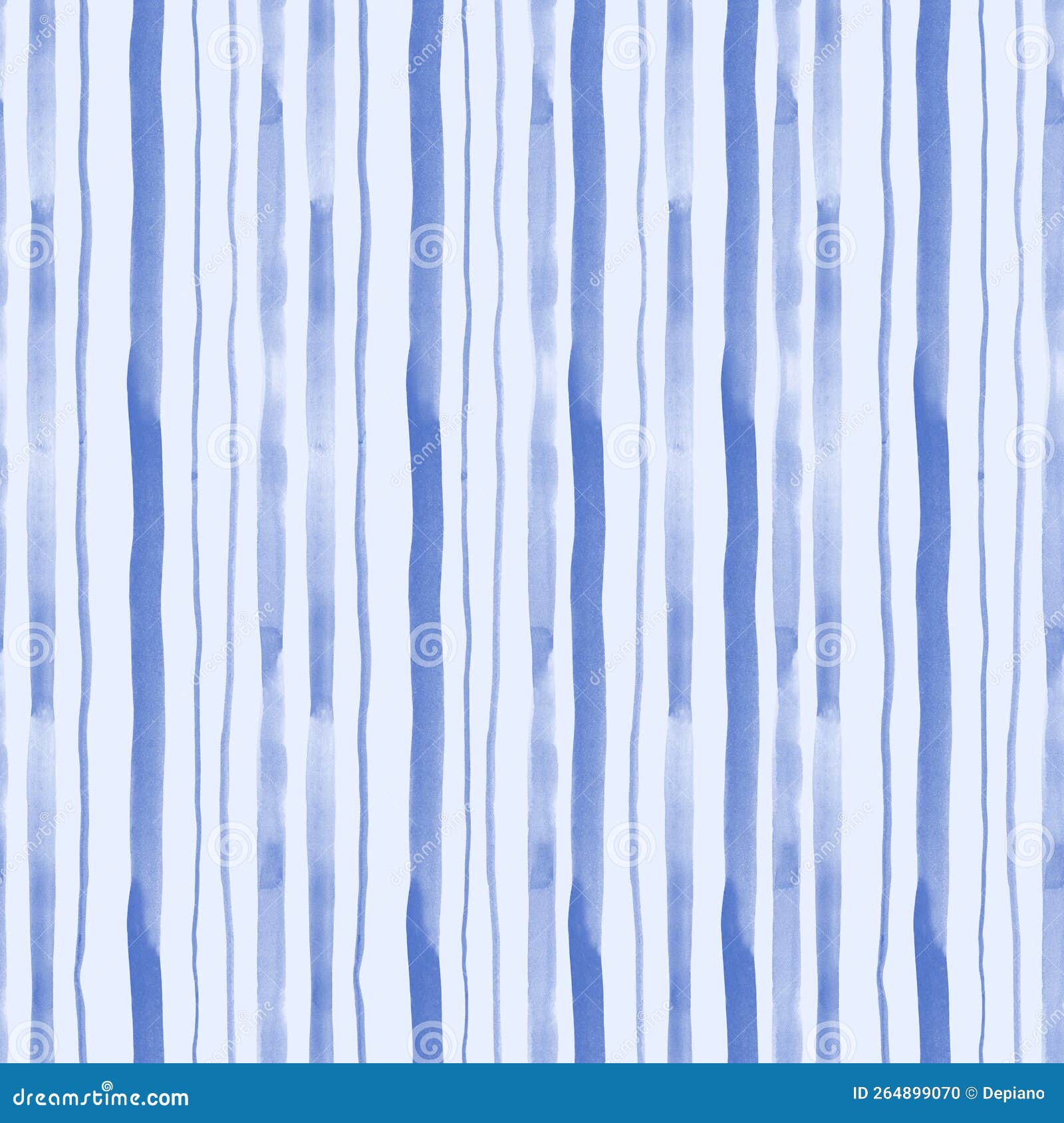 Watercolor Blue Stripe Seamless Pattern. Hand Drawn Abstract Texture ...
