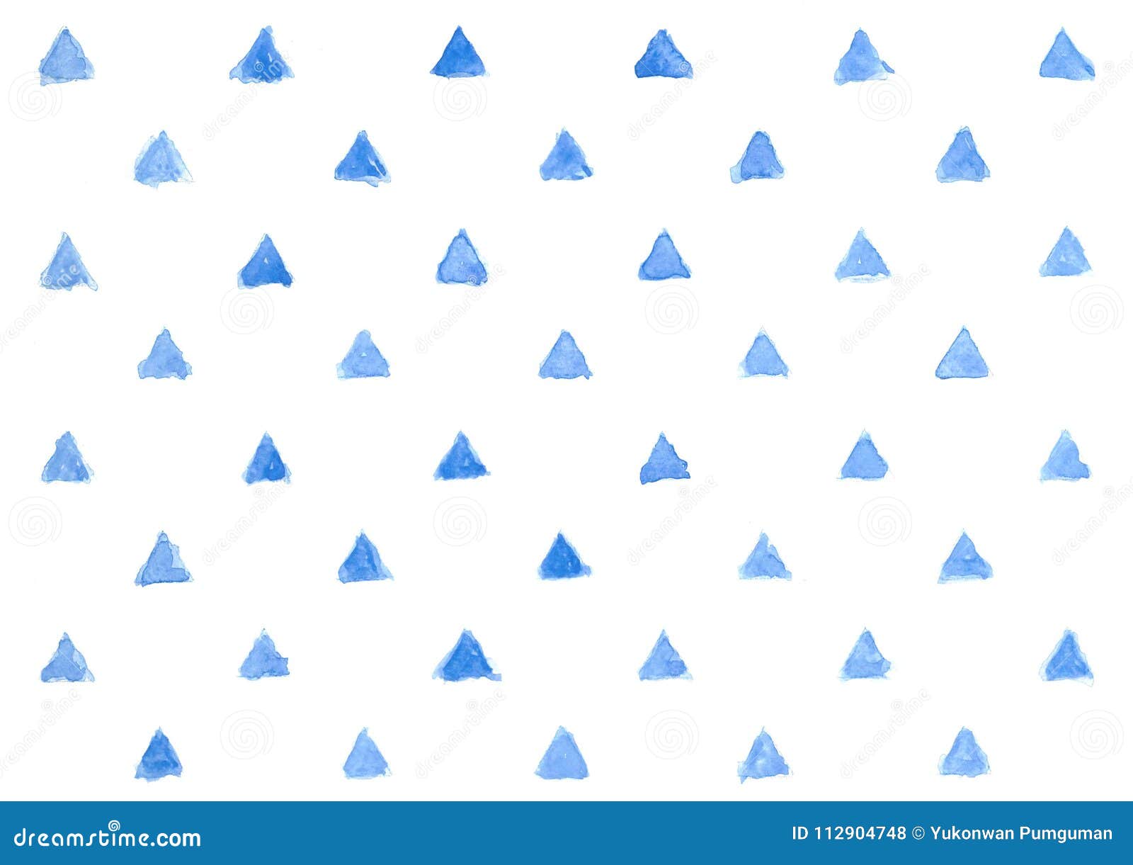 Watercolor Blue Triangle Pattern on White Background, Geometric Stock ...