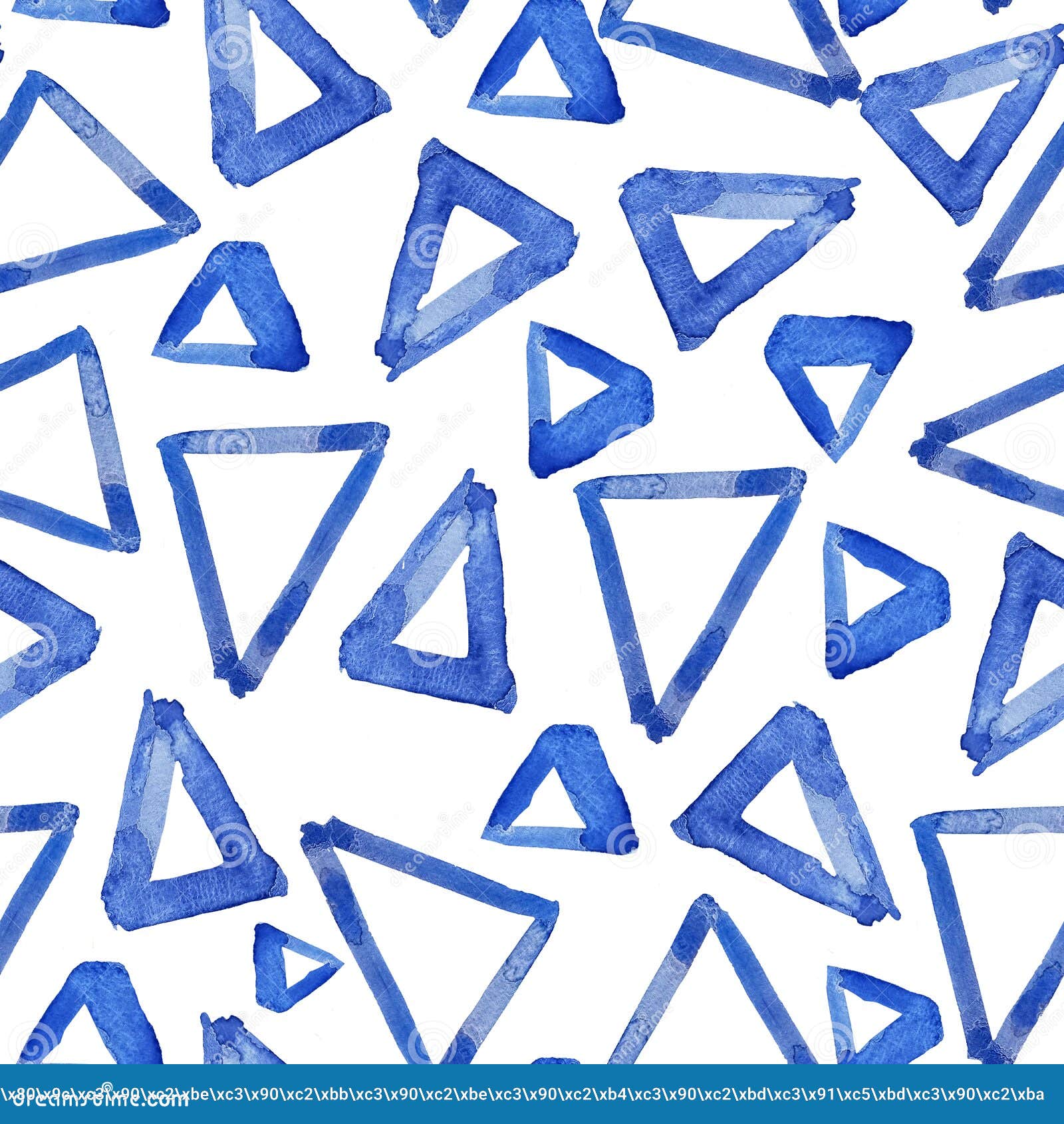 Watercolor Blue Triangles Seamless Pattern Stock Illustration ...