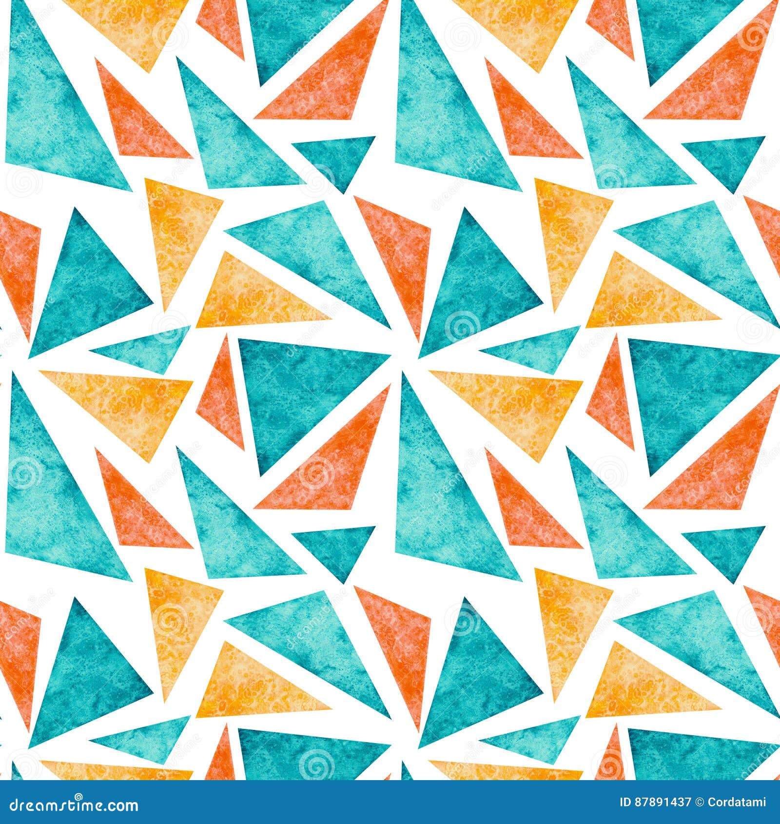 Watercolor Blue and Yellow Triangles Seamless Pattern Stock ...