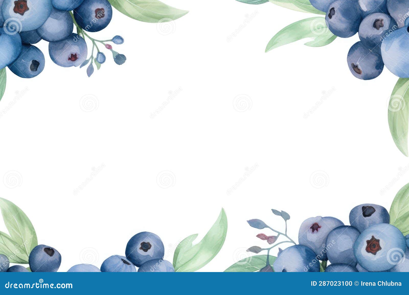 Watercolor Blueberries Frame Stock Illustration - Illustration of space ...