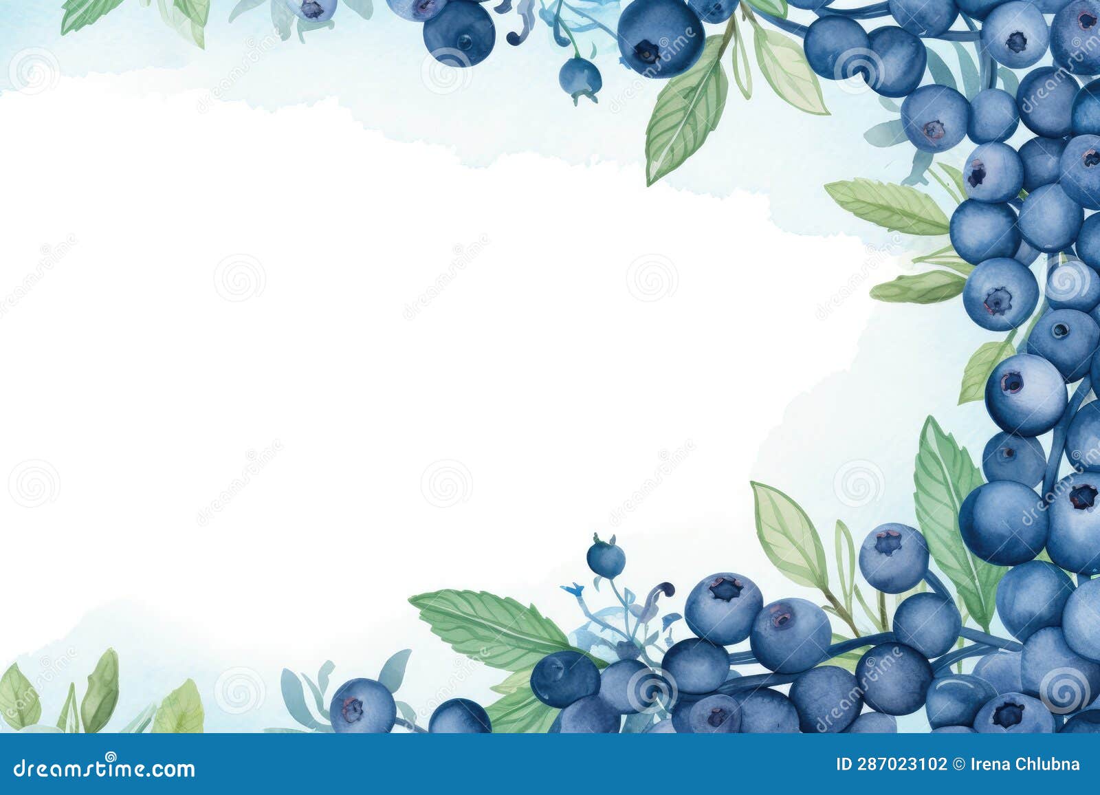 Watercolor Blueberries Frame Stock Illustration - Illustration of ...