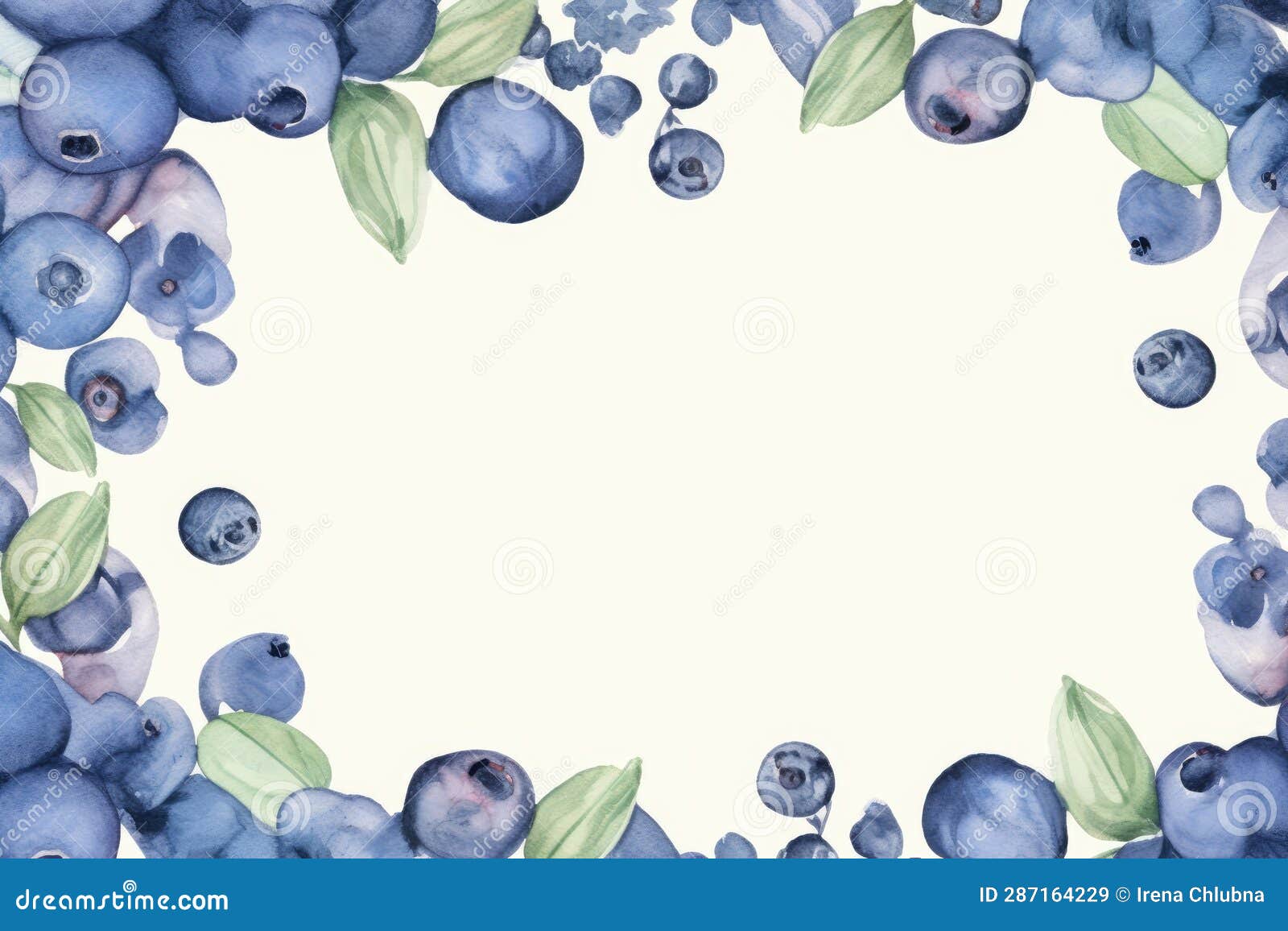 Watercolor Blueberries Frame Stock Illustration - Illustration of ...