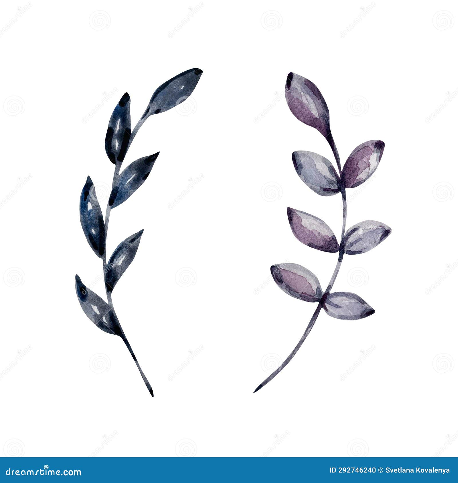 Watercolor boho leaves set stock illustration. Illustration of ...