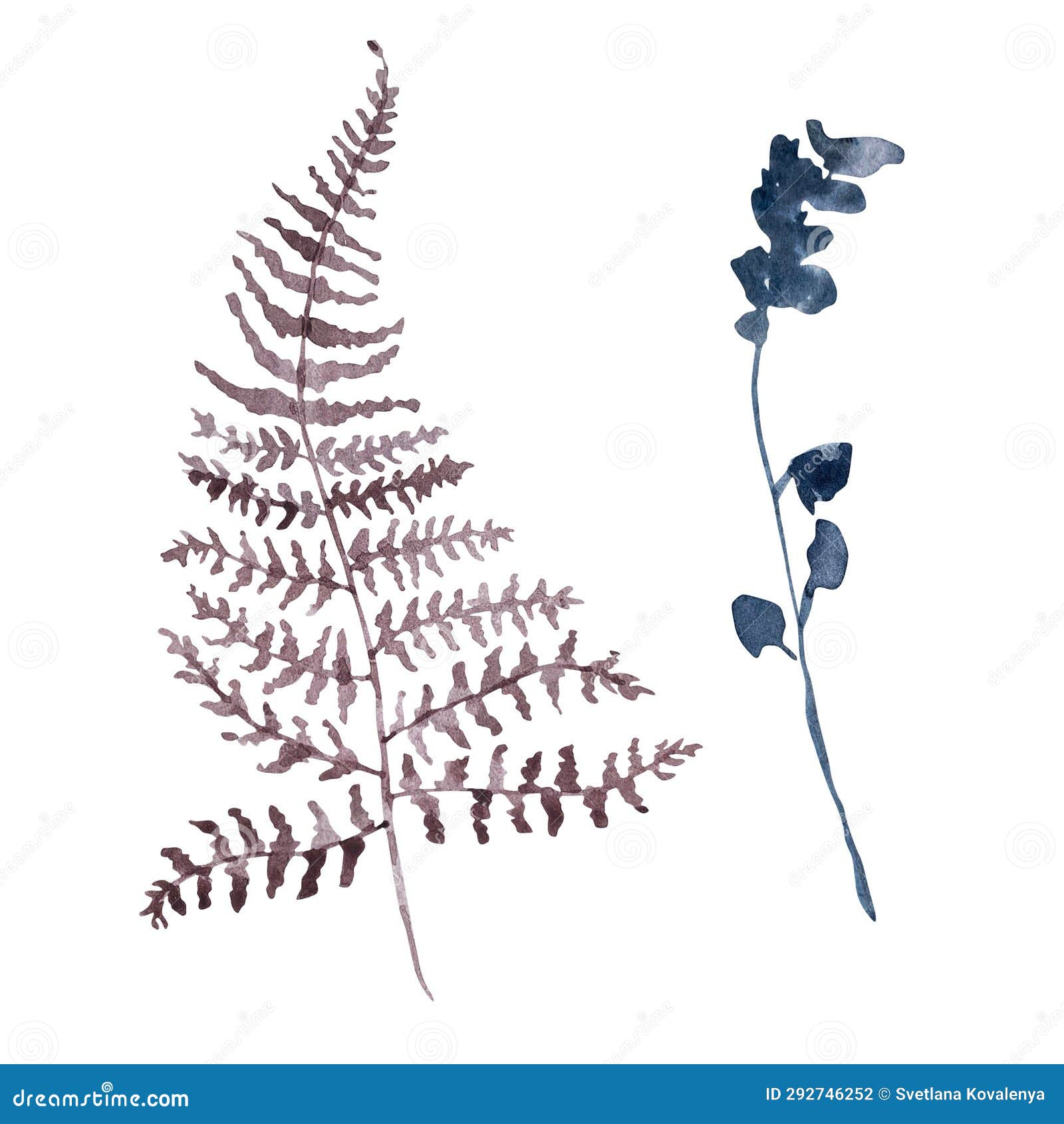 Watercolor boho leaves set stock illustration. Illustration of autumn ...