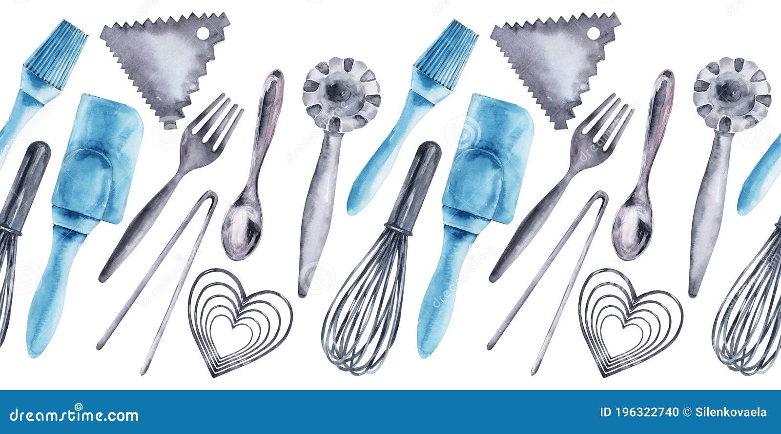 Watercolor Borders with Cooking Tools and Holiday Sweets Stock ...