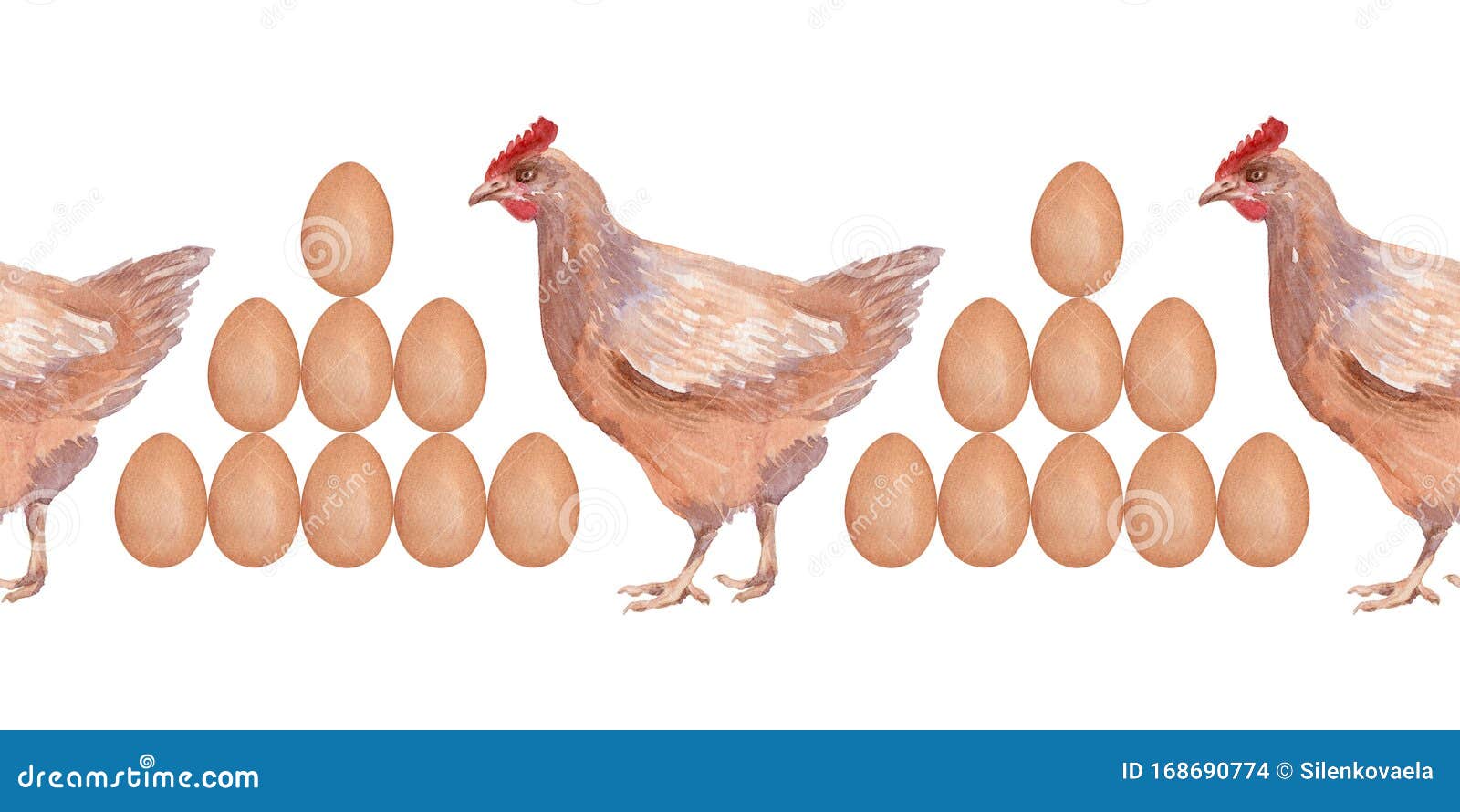 Watercolor Borders with Poultry, Chickens, Roosters and Eggs Stock ...