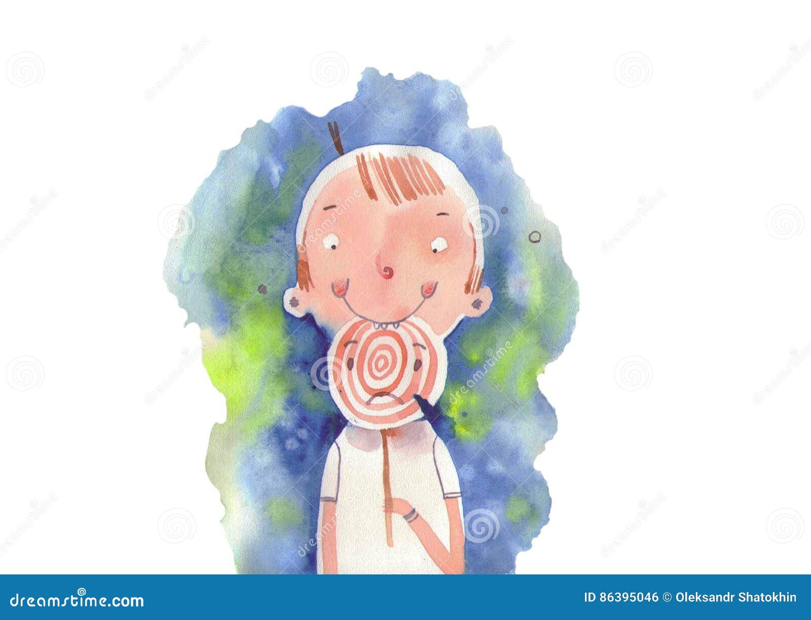 Watercolor boy and candy stock illustration. Illustration of painted ...