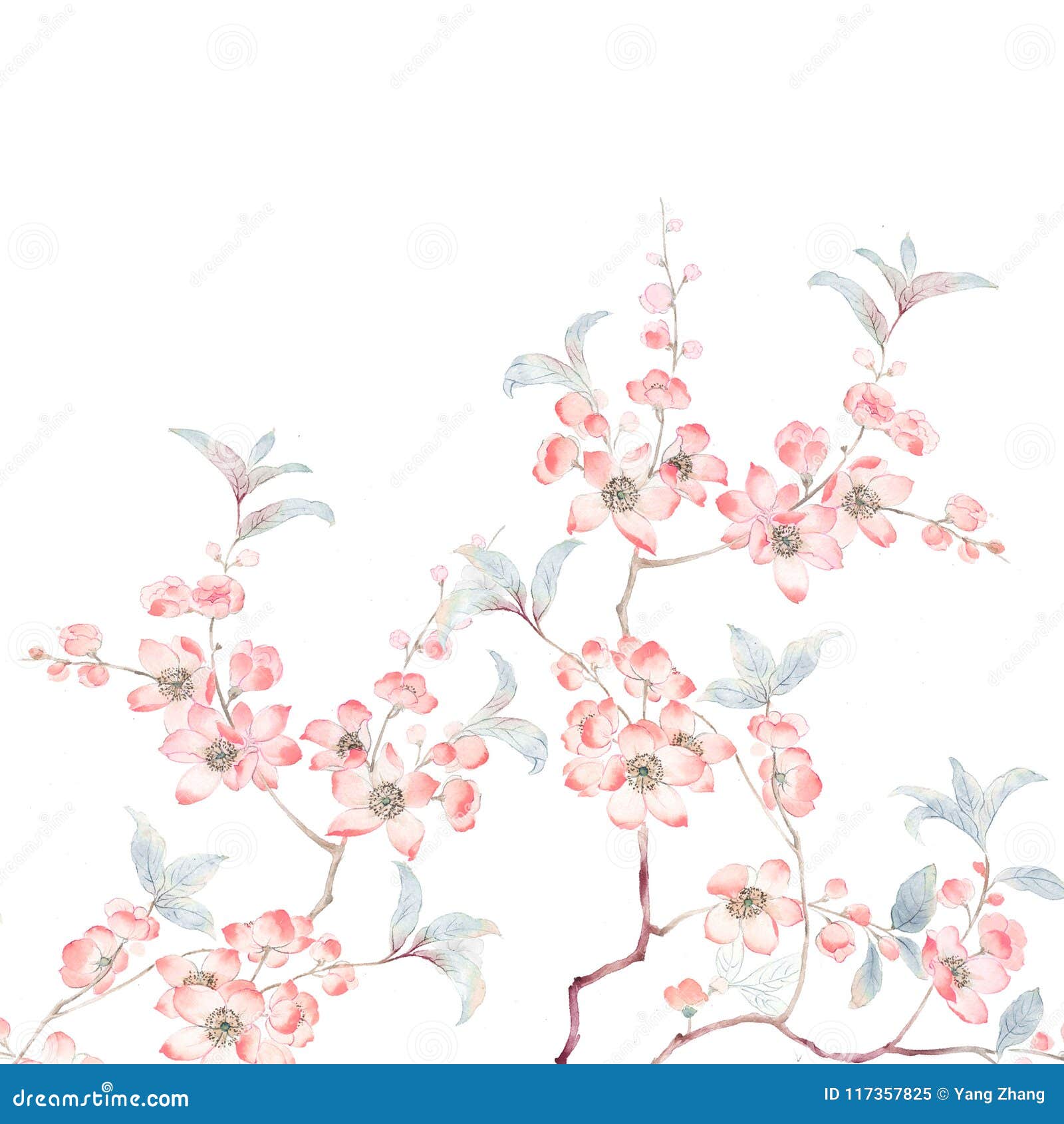 Watercolor Branches and Flowers Watercolor Branches and Flowers Stock ...