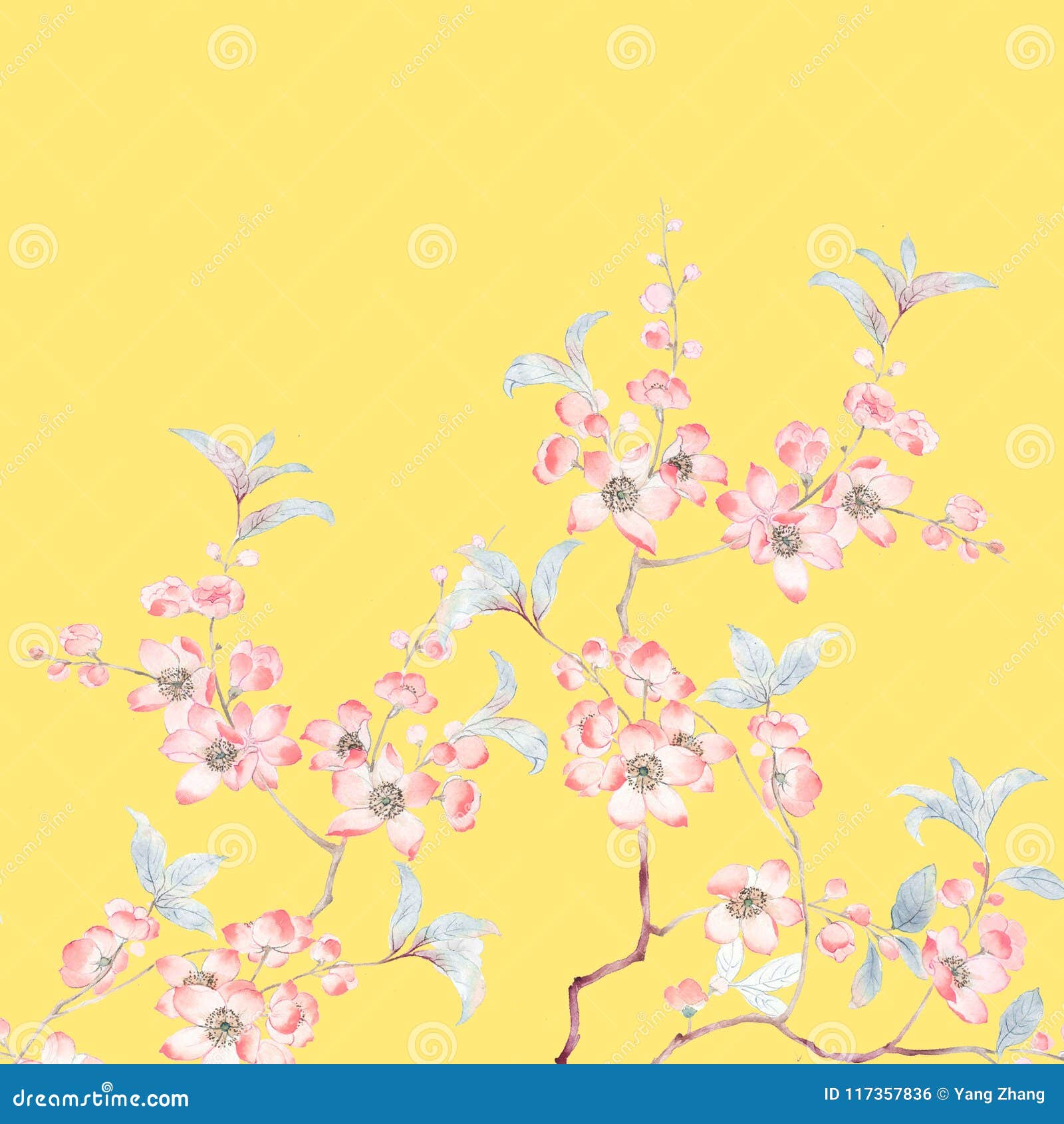 Watercolor Branches and Flowers Watercolor Branches and Flowers Stock ...