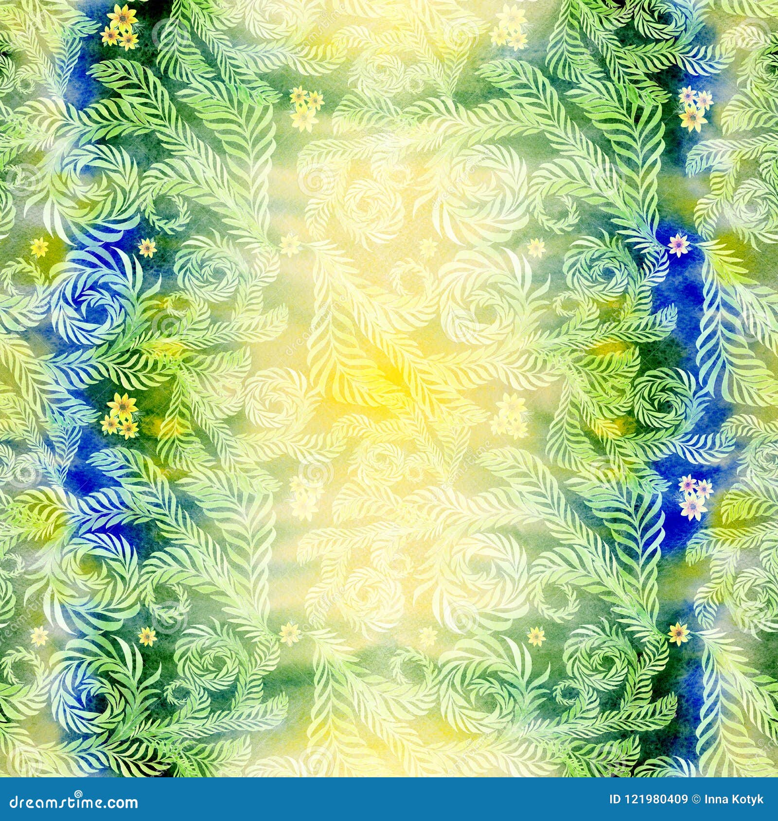 Watercolor. Branches with Leaves - Decorative Composition Stock ...