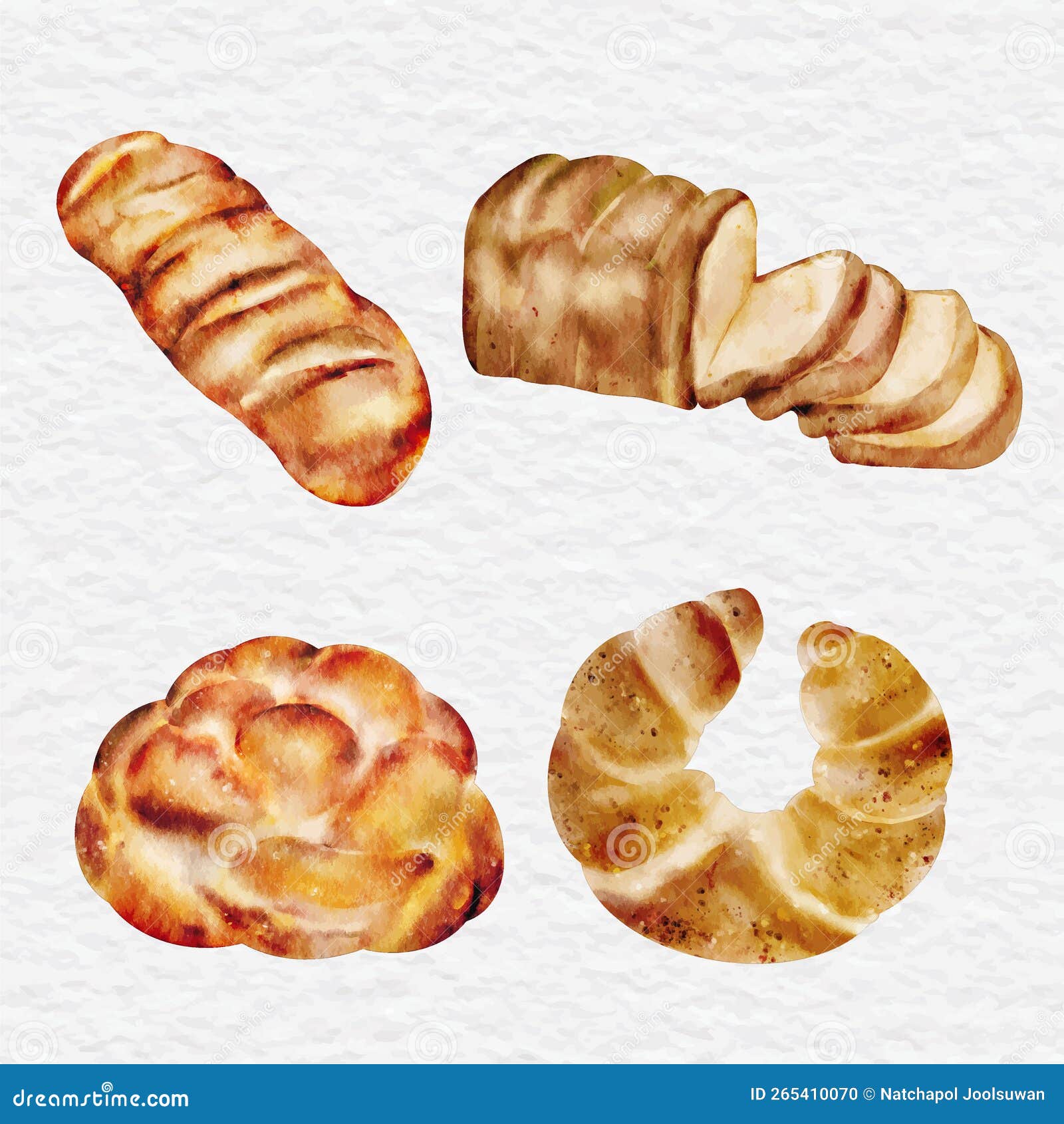 Watercolor Bread and Bakery Clip Art Element Stock Vector ...