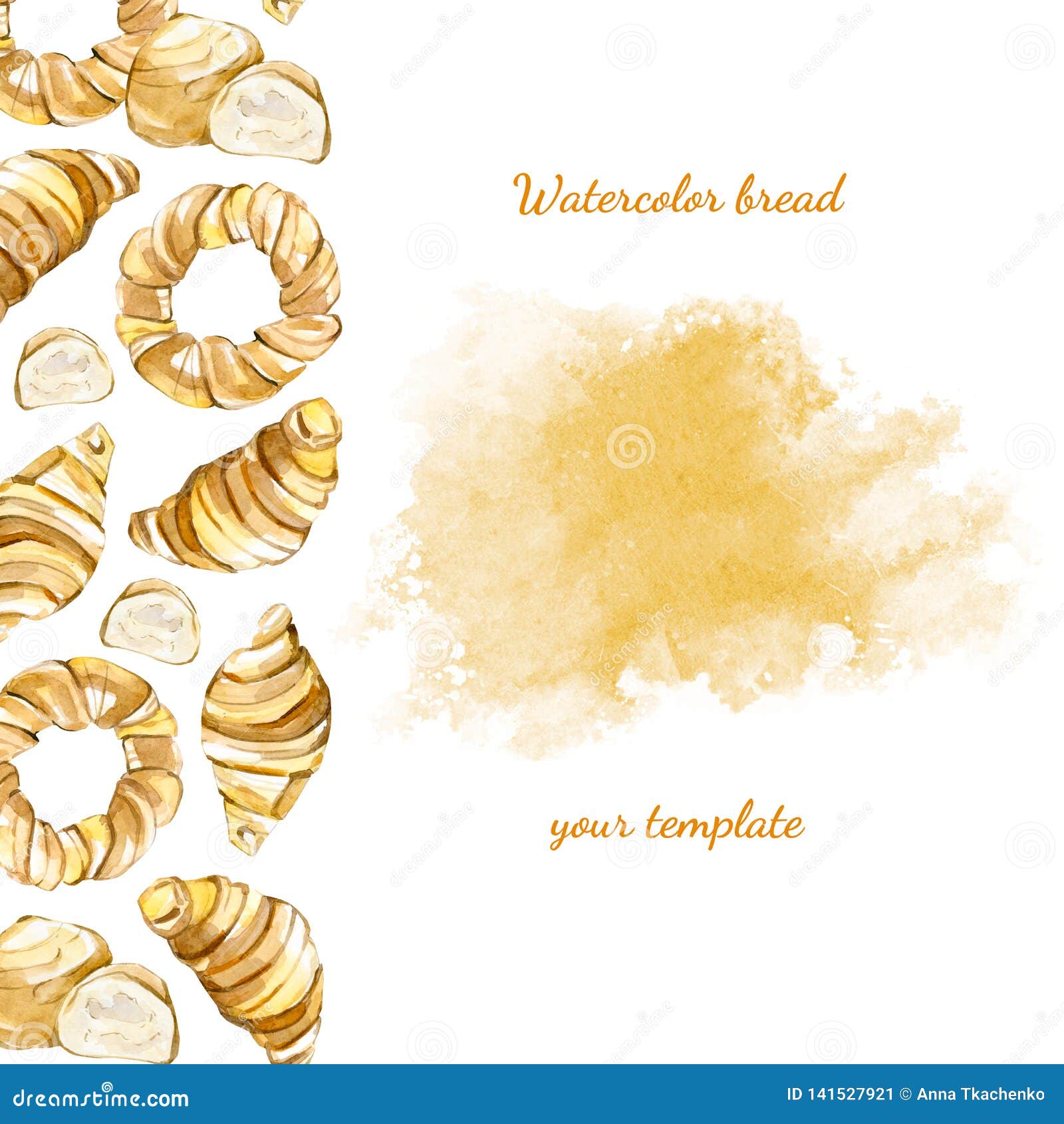 Watercolor Bread, Baking - Frame Stock Illustration - Illustration of ...