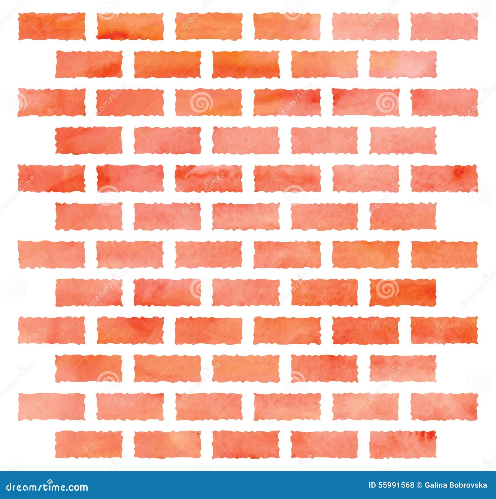 Watercolor Brick Wall Isolated On White Background Stock Photography ...