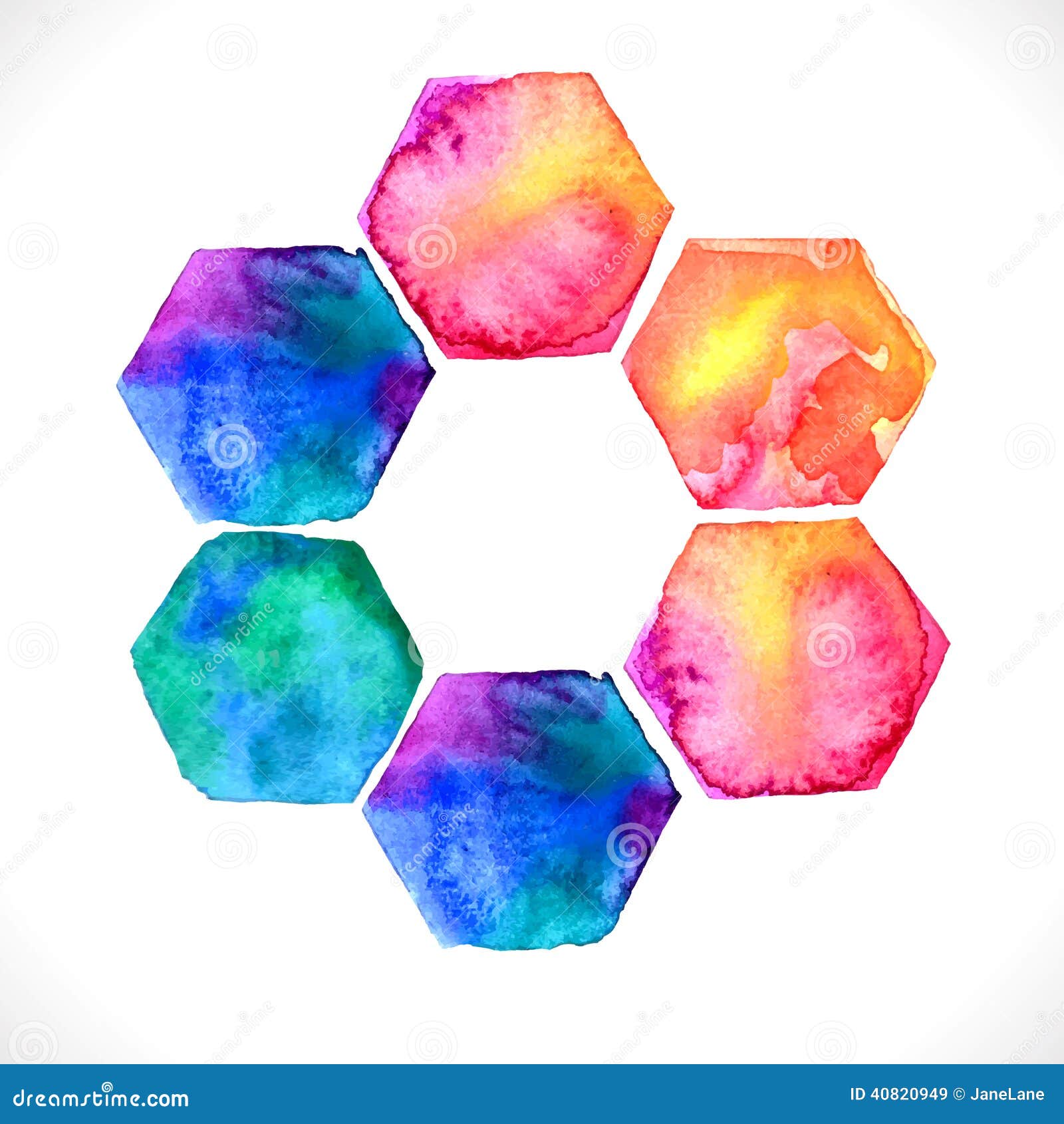 Watercolor Bright Hexagon Over White Stock Vector - Illustration of ...