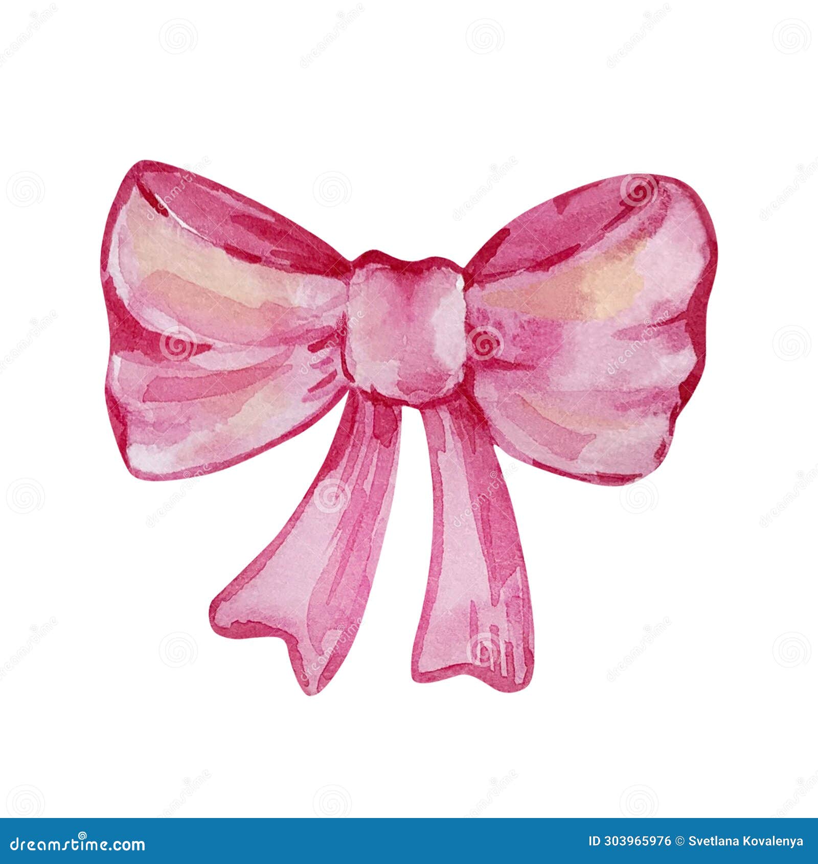 Watercolor bright pink bow stock photo. Image of silk - 303965976