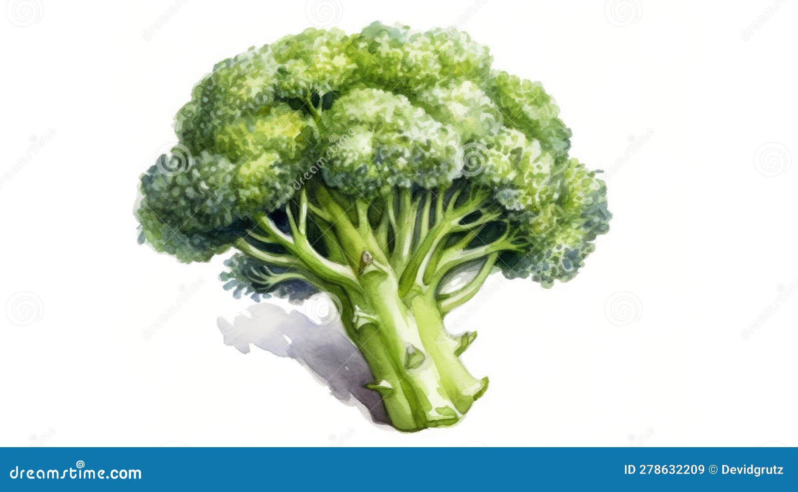 Watercolor Broccoli Isolated on a White Background. Generative AI Stock ...