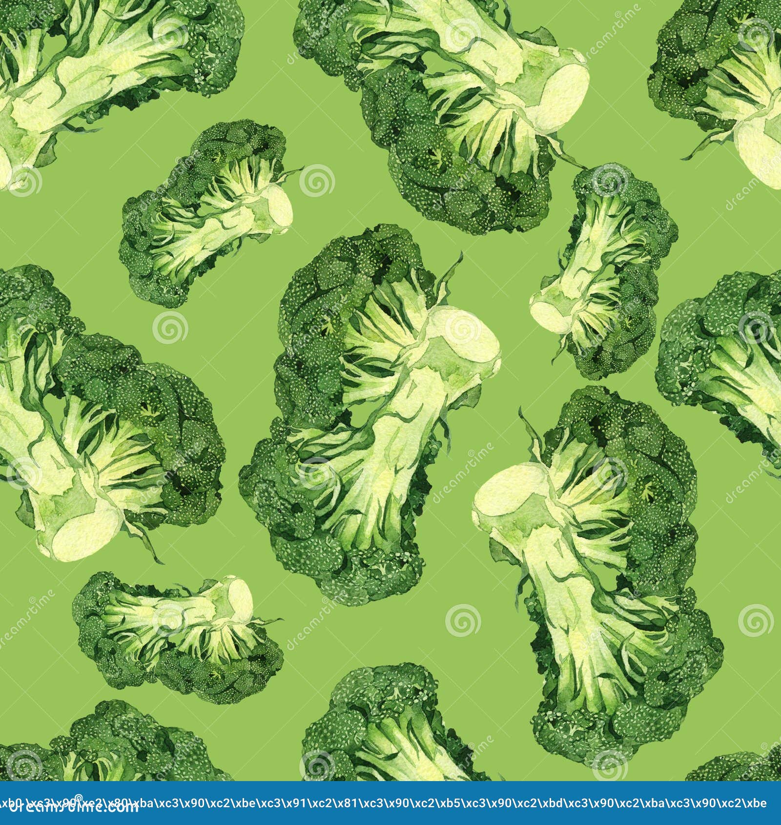 Watercolor Broccoli Pattern Stock Illustration - Illustration of ...