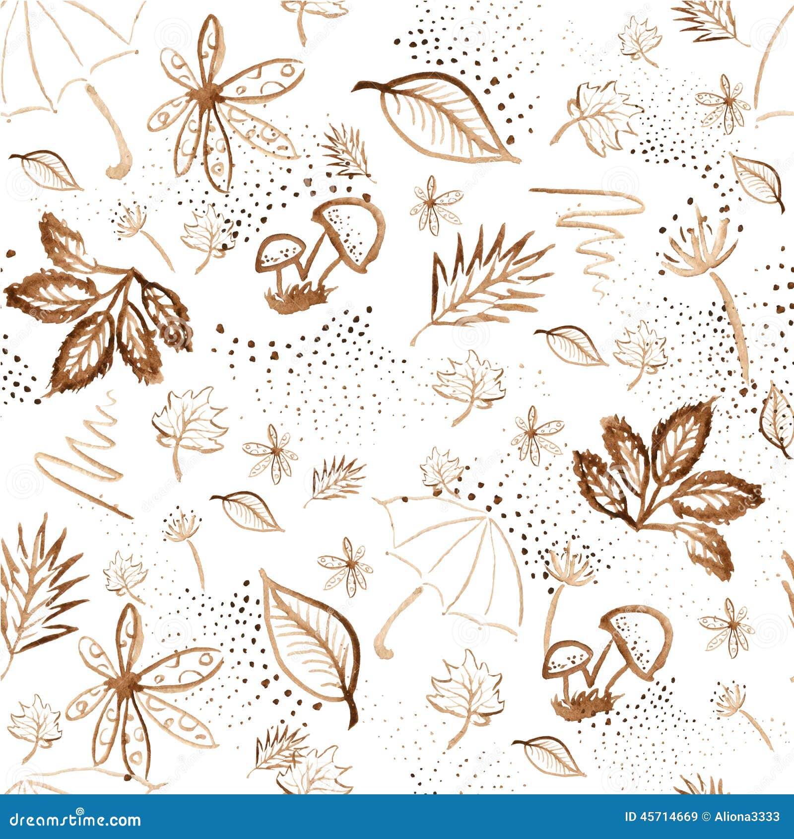 Watercolor Brown Autumn Pattern Stock Vector - Illustration of rain ...