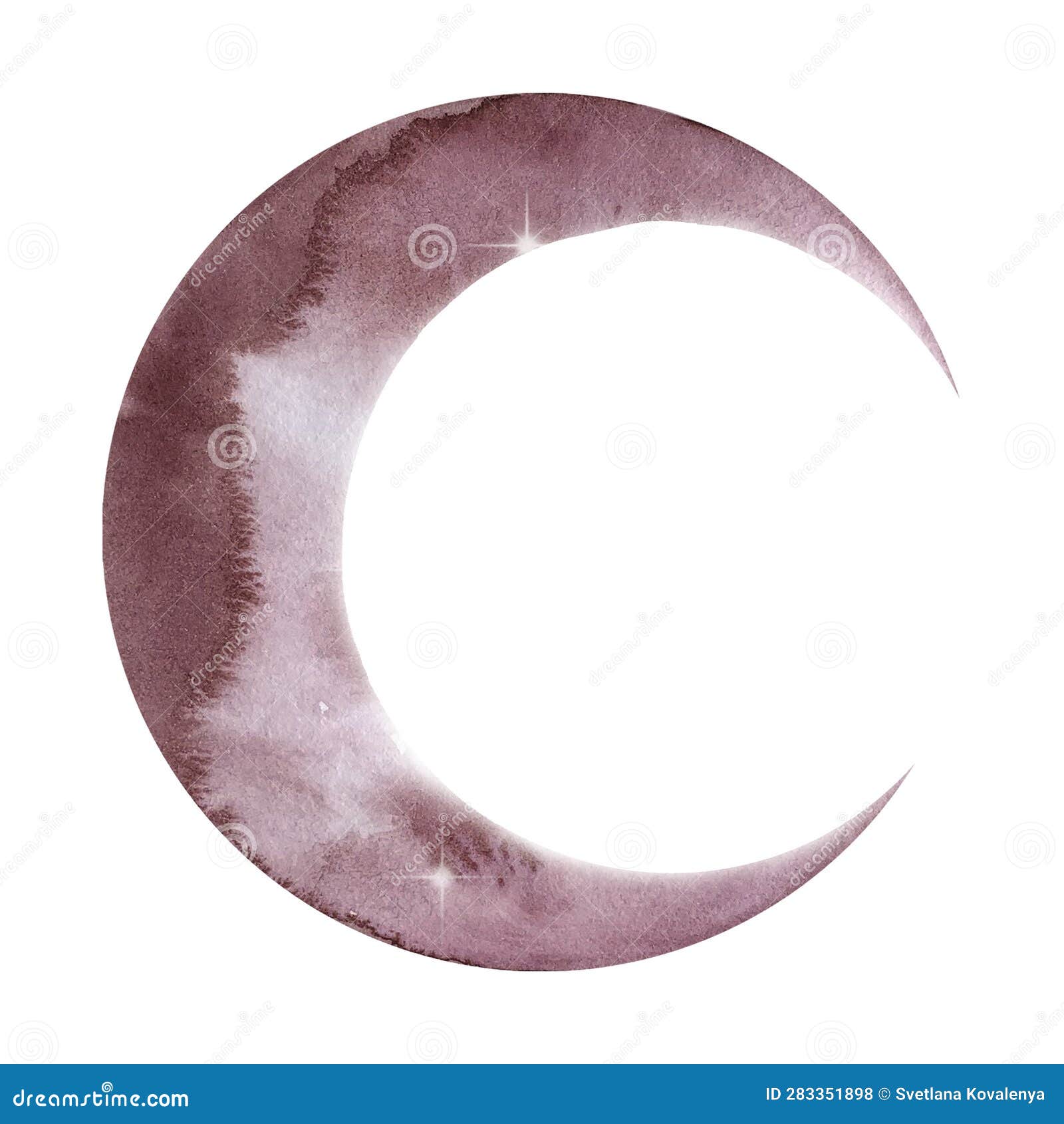 Watercolor Brown Crescent Moon Stock Illustration - Illustration of ...