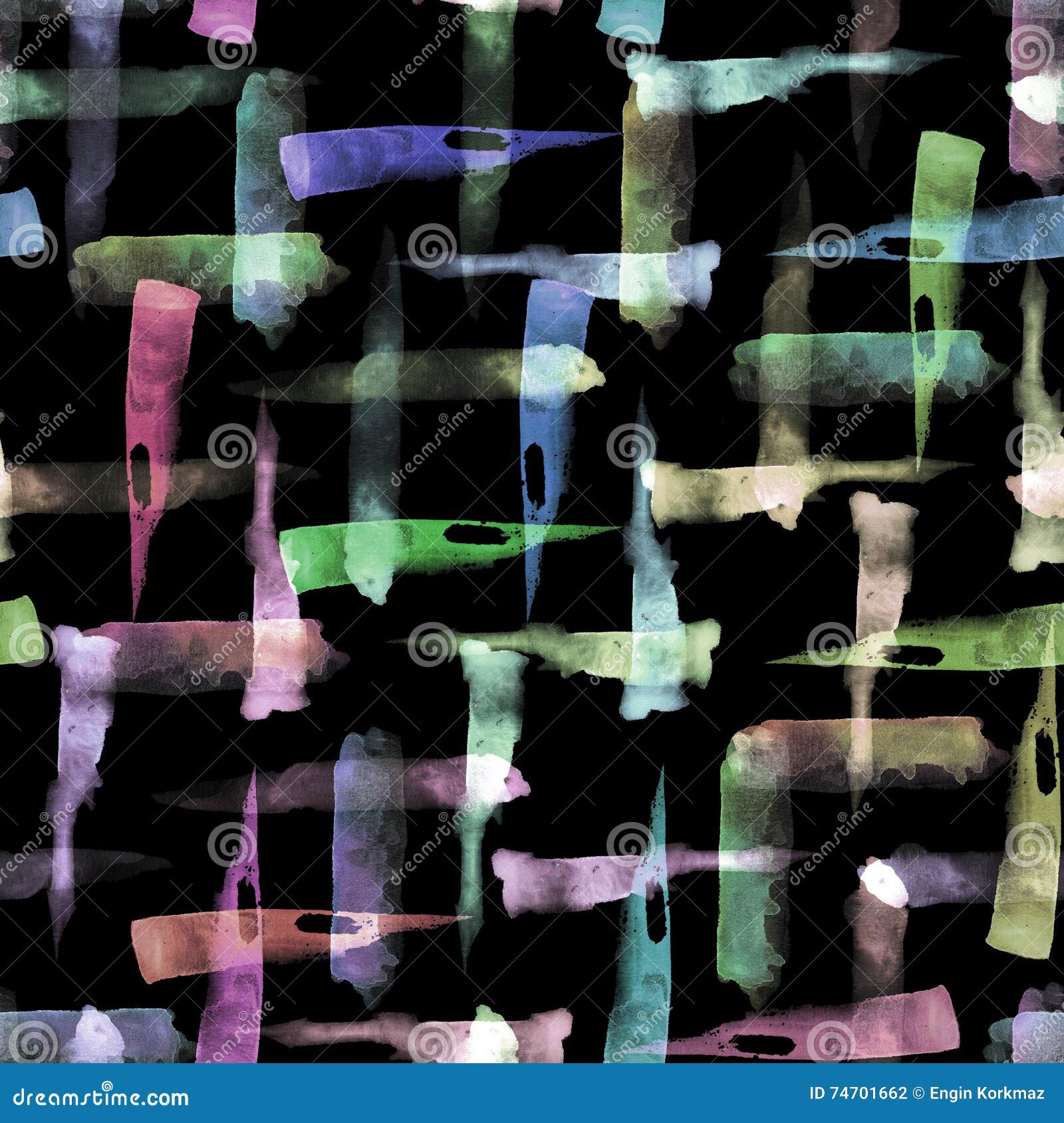 Watercolor Brush Strokes Seamless Pattern Stock Illustration ...