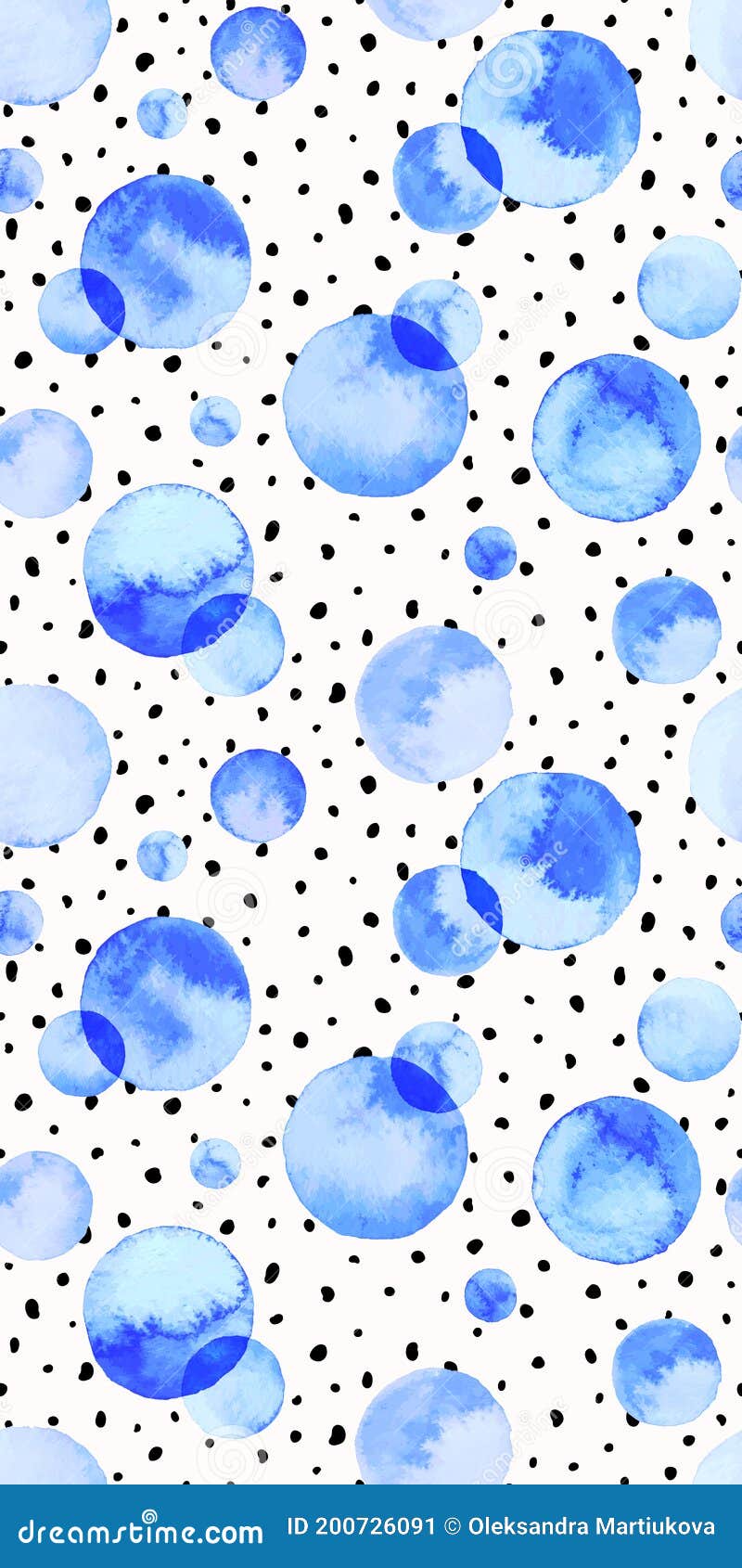 Watercolor Bubbles Seamless Pattern. Abstract Background with Circles ...
