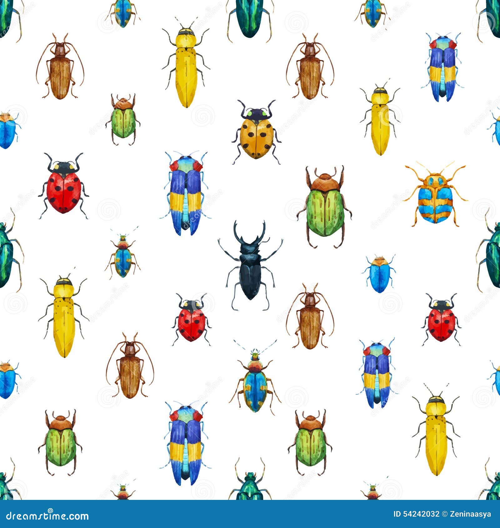 Watercolor Bug Beetle Pattern Stock Vector - Illustration of abstract, design: 54242032
