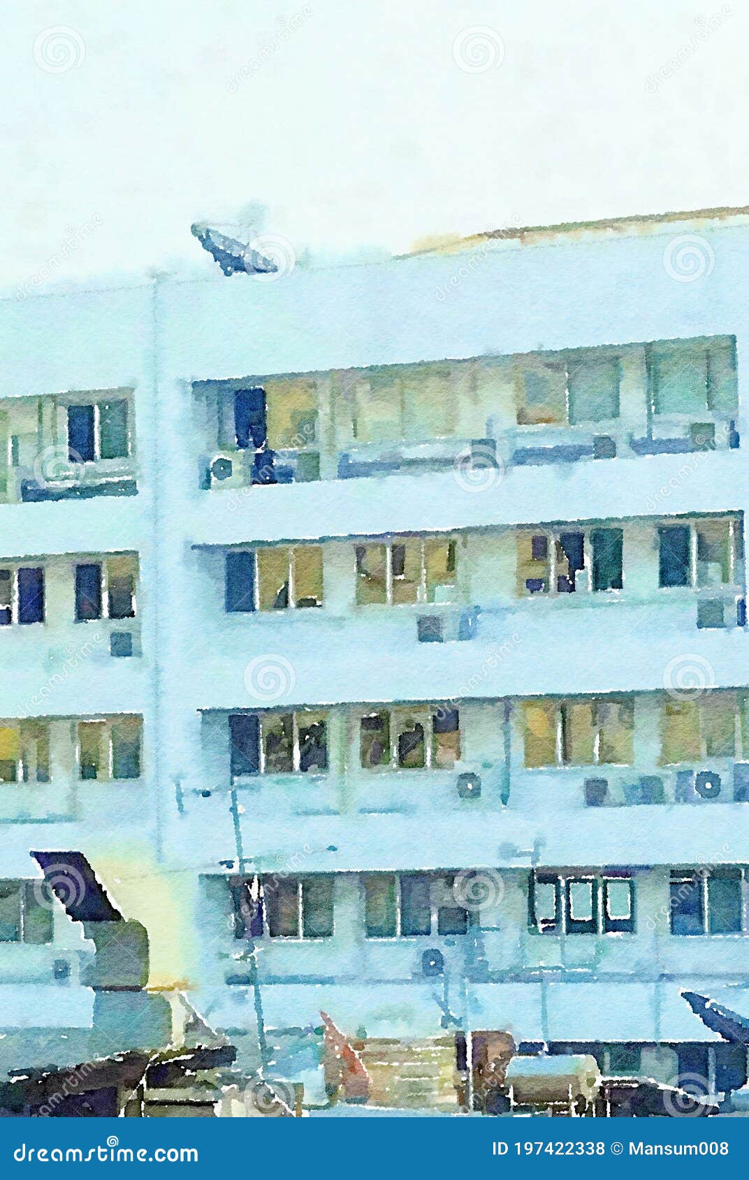 Watercolor of Building Background Stock Illustration - Illustration of ...