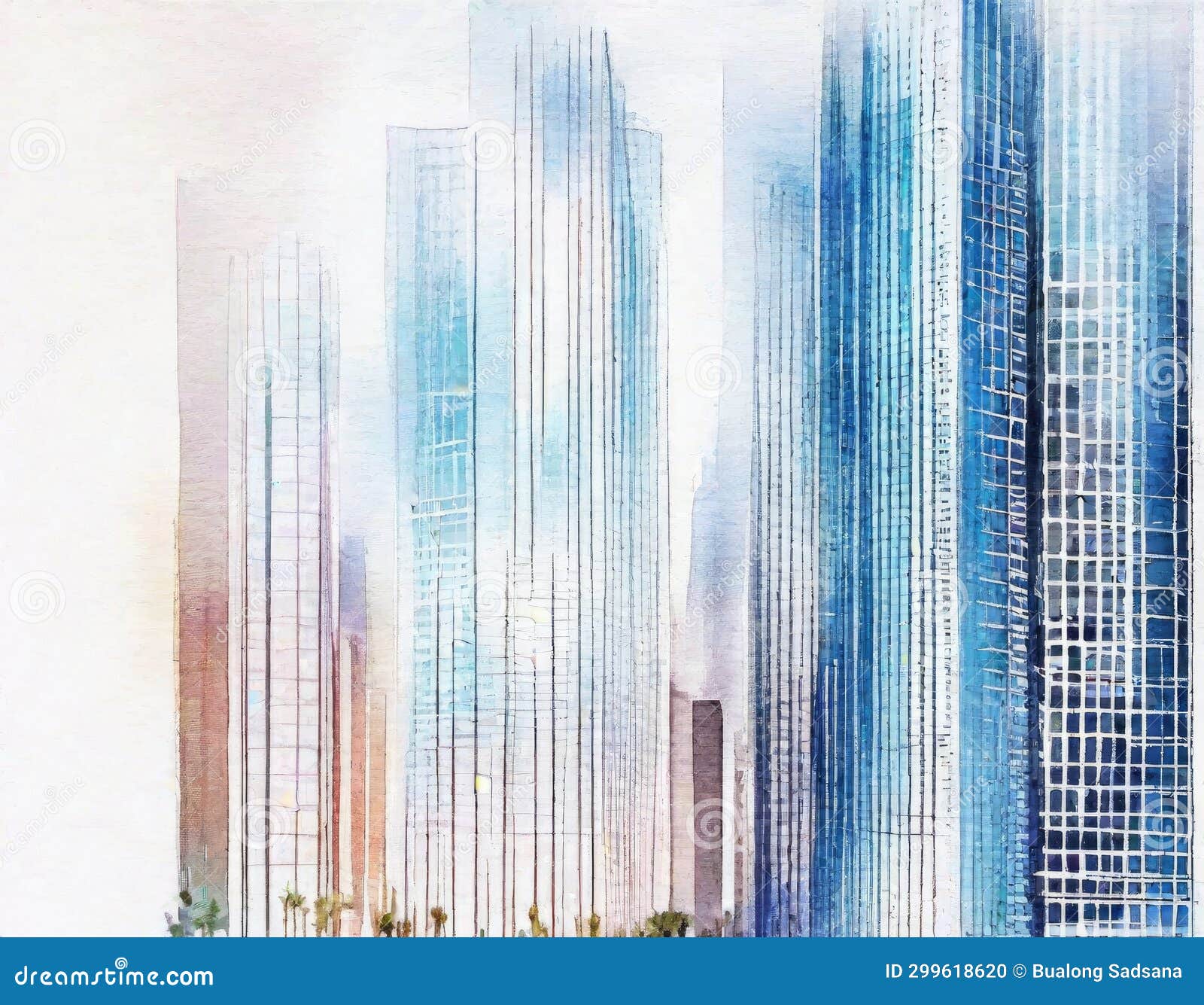 Watercolor of Building Facade with Architectural Stock Illustration ...