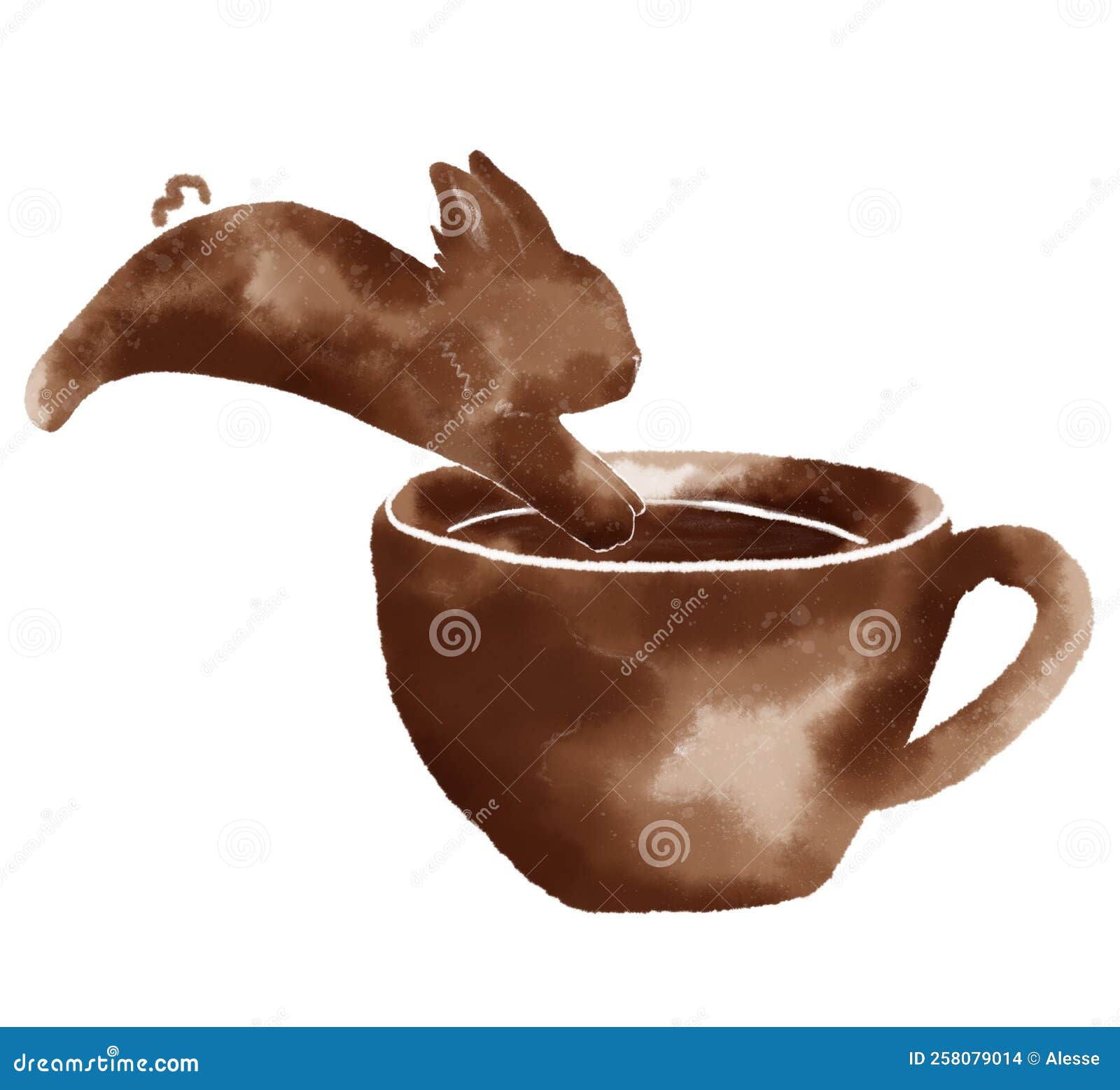 Watercolor Bunny and Cup of Coffee Illustration Stock Photo - Image of ...