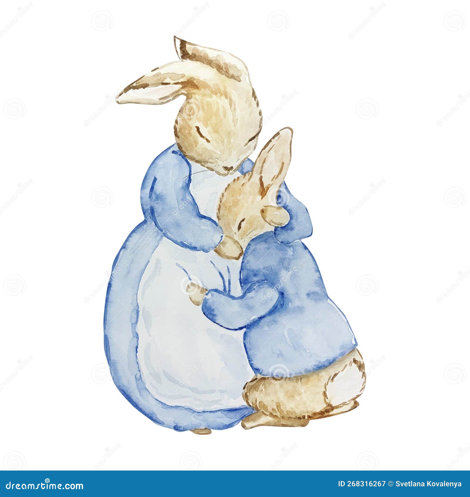 Watercolor Bunny Mom with Peter Rabbit Stock Image - Image of card ...