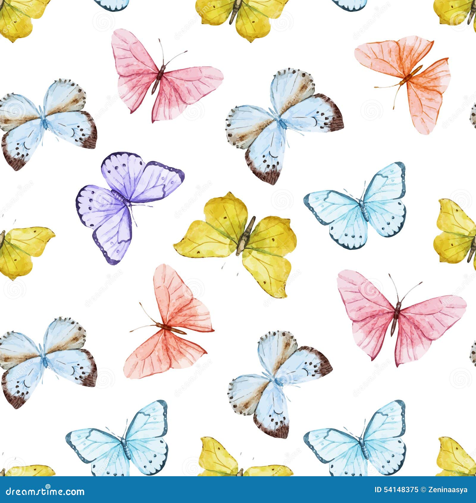 Watercolor Butterfly Pattern Stock Vector - Illustration of nature ...