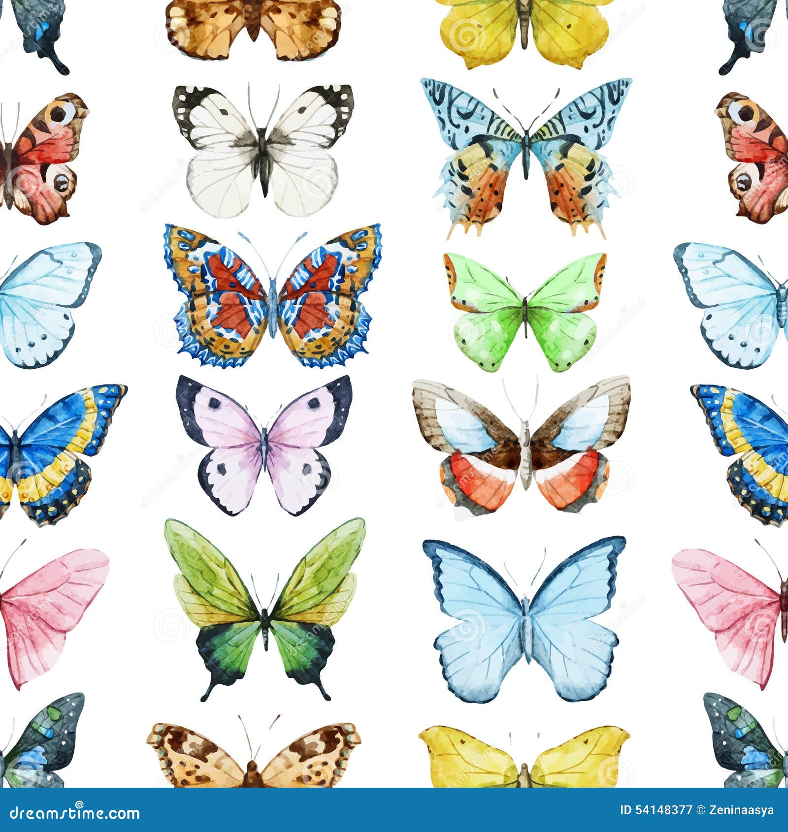 Watercolor Butterfly Pattern Stock Vector - Illustration of beautiful ...
