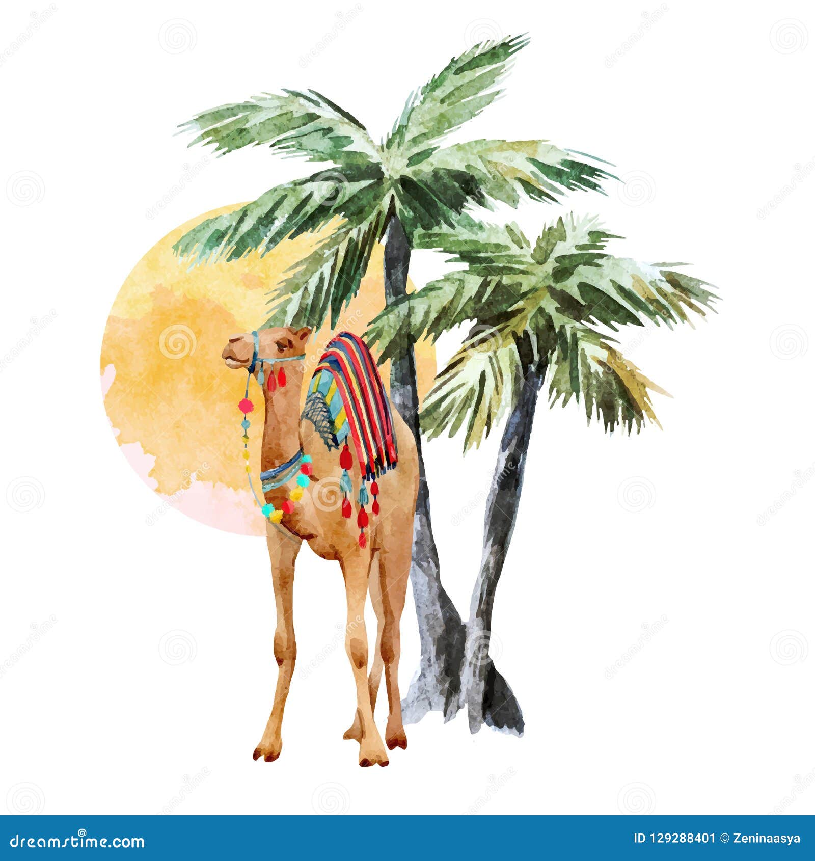 Watercolor Camel And Palm Pattern Stock Photography | CartoonDealer.com ...
