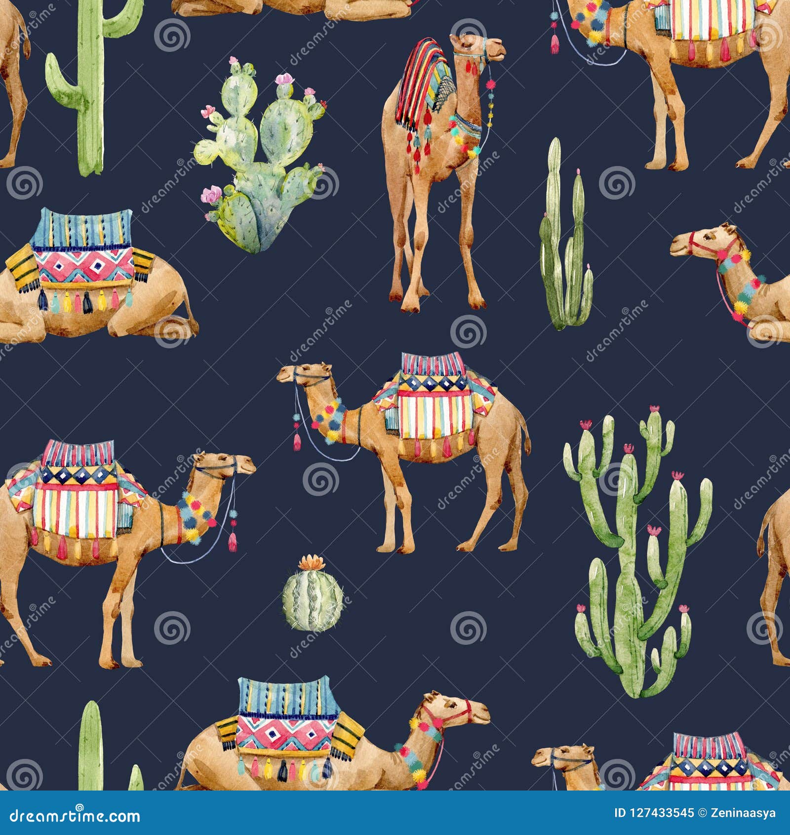 Watercolor camel pattern stock illustration. Illustration of natural ...