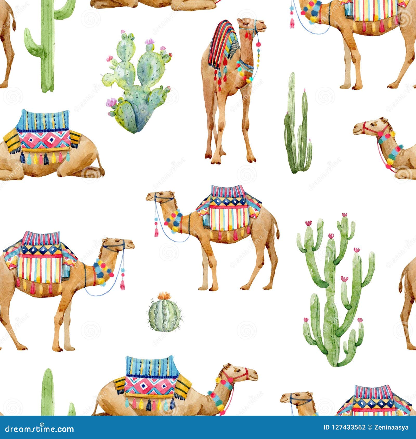 Watercolor camel pattern stock illustration. Illustration of animal ...