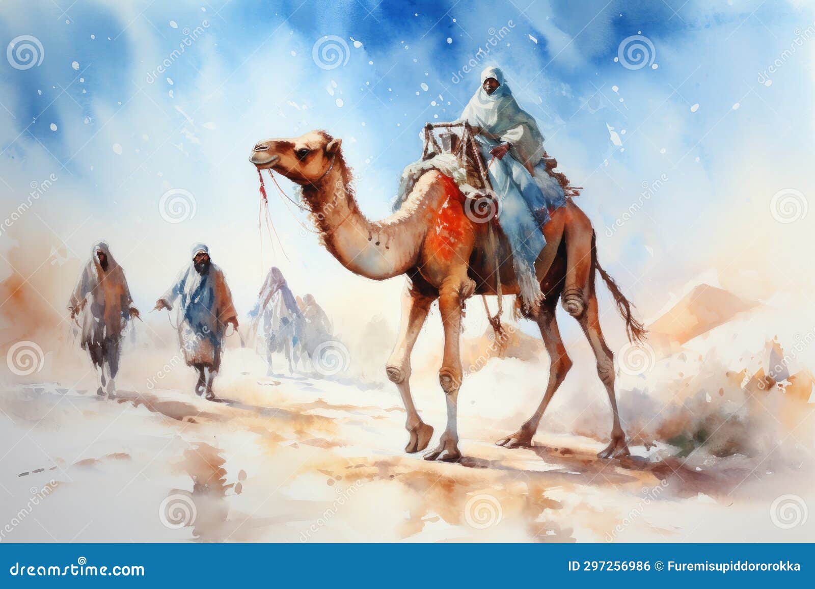 Watercolor Camel Watercolor Realistic Camel Desert Stock Illustration ...