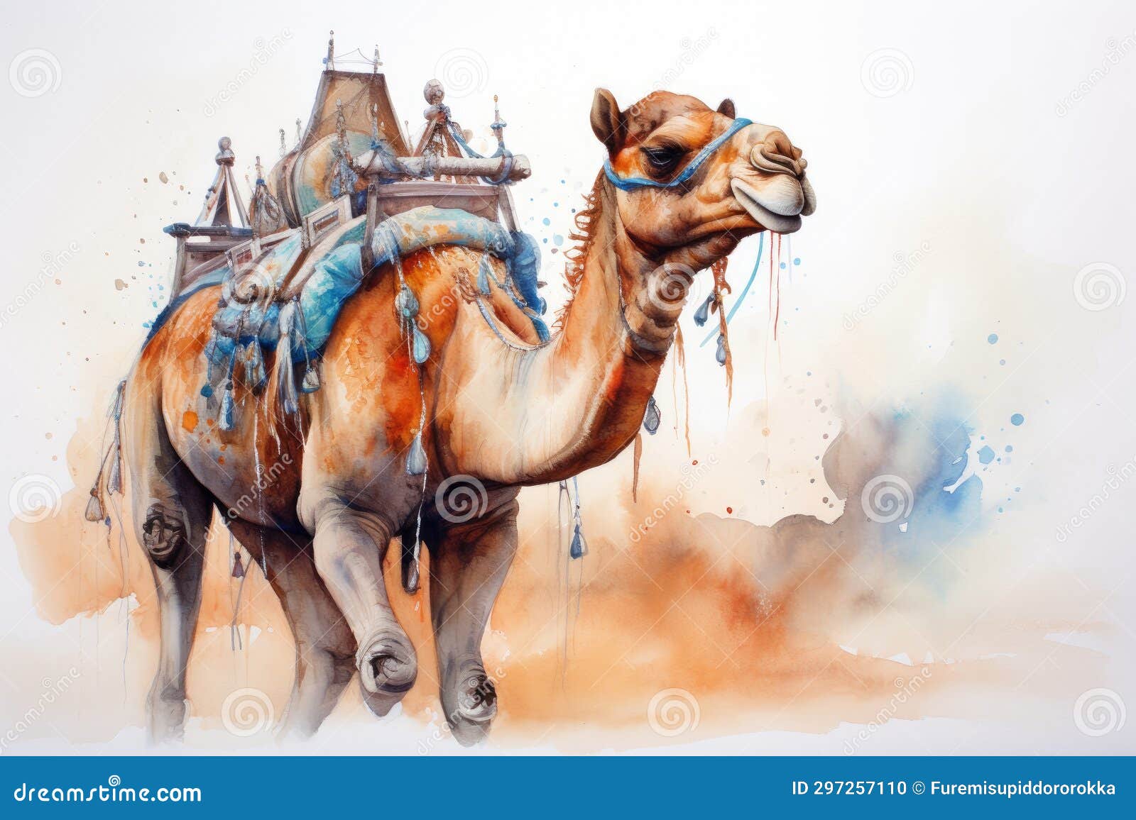 Watercolor Camel Watercolor Realistic Camel Desert Stock Illustration ...