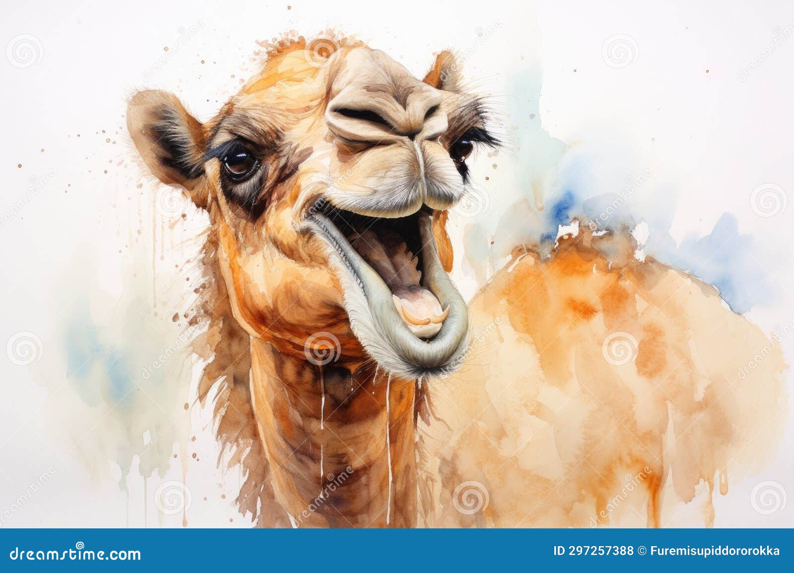 Watercolor Camel Watercolor Realistic Camel Desert Stock Illustration ...