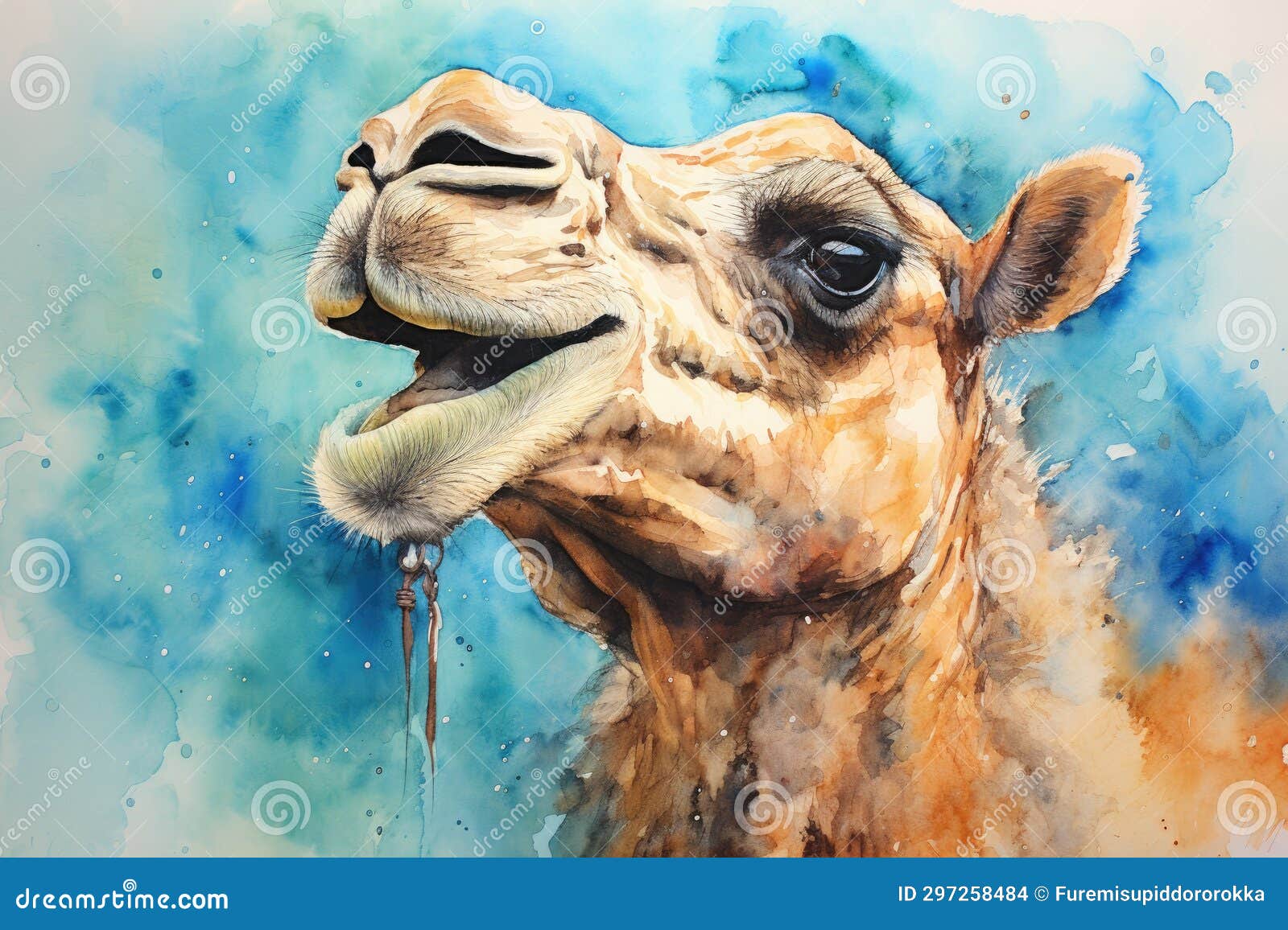 Watercolor Camel Watercolor Realistic Camel Desert Stock Illustration ...