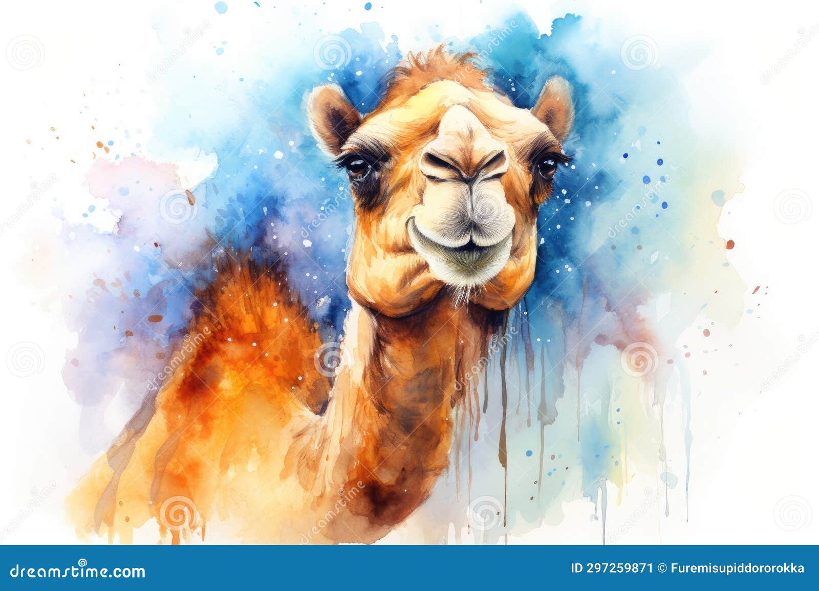 Watercolor Camel Watercolor Realistic Camel Desert Stock Illustration ...