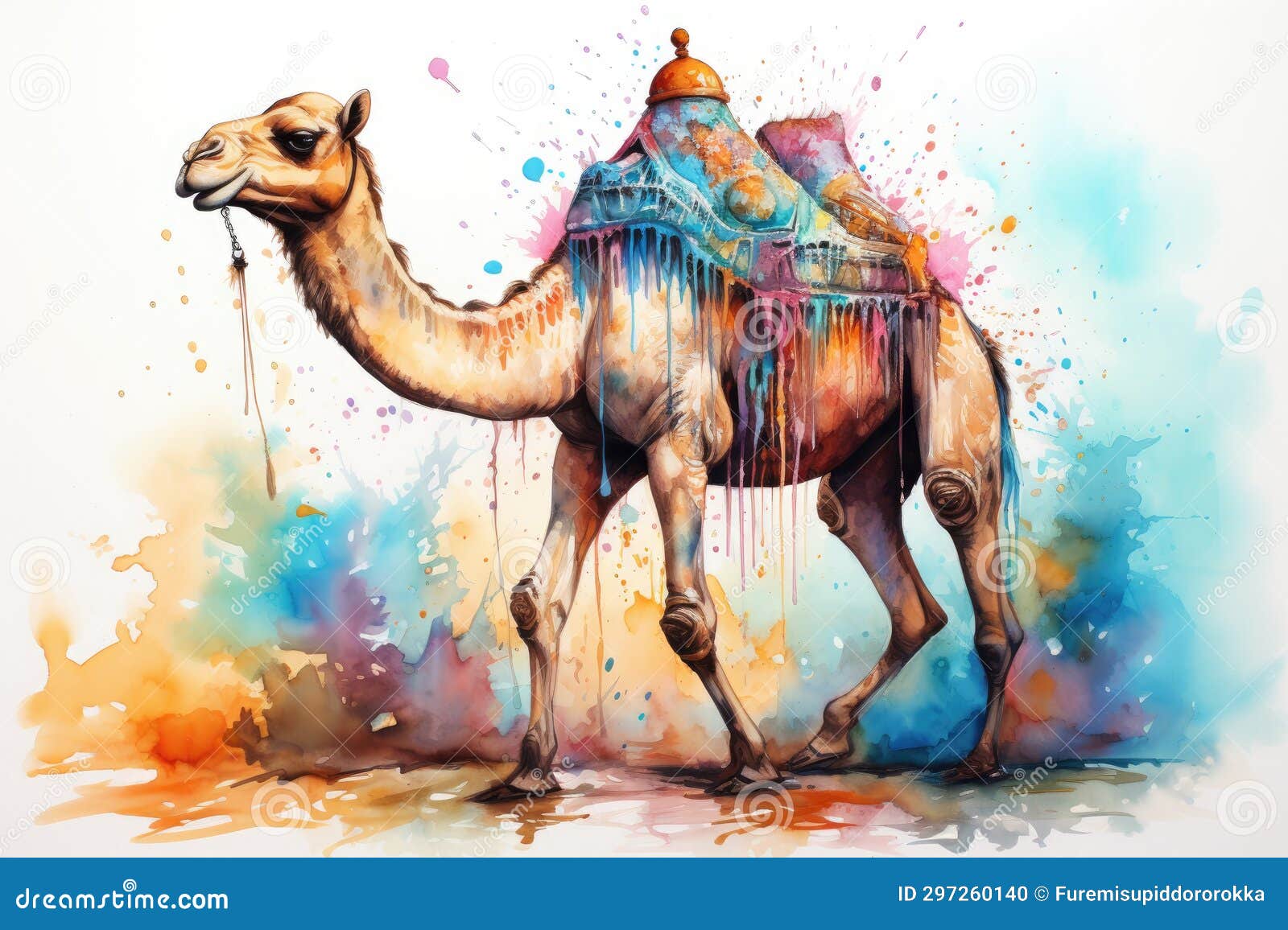 Watercolor Camel Watercolor Realistic Camel Desert Stock Illustration ...