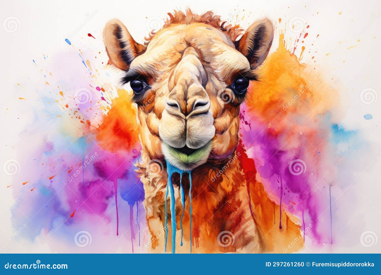 Watercolor Camel Watercolor Realistic Camel Desert Stock Illustration ...